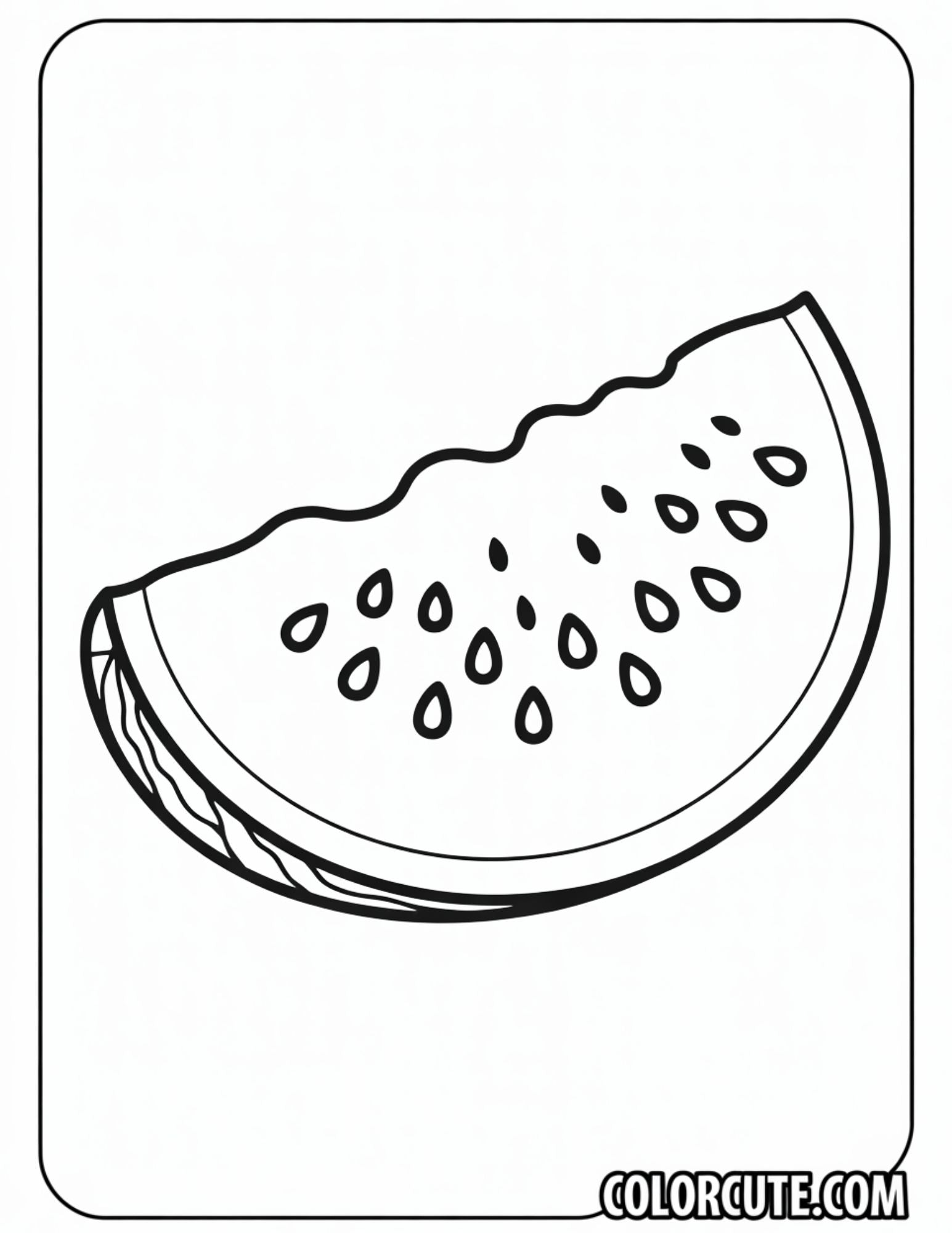 Watermelon Coloring Page | Free PDF Printables – Color Cute - Free ...