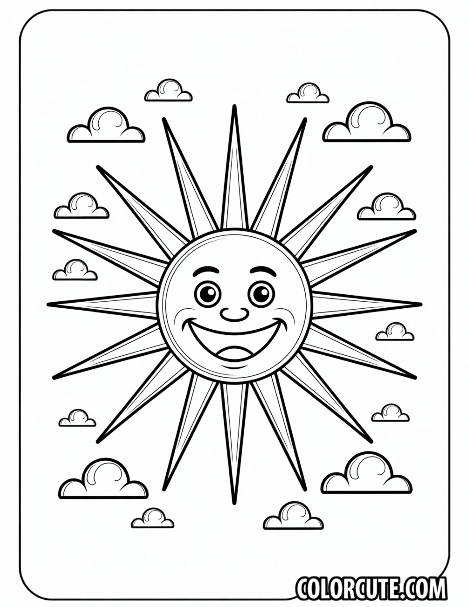 Sun Simple Coloring Page | Free PDF Printables – Color Cute - Free ...