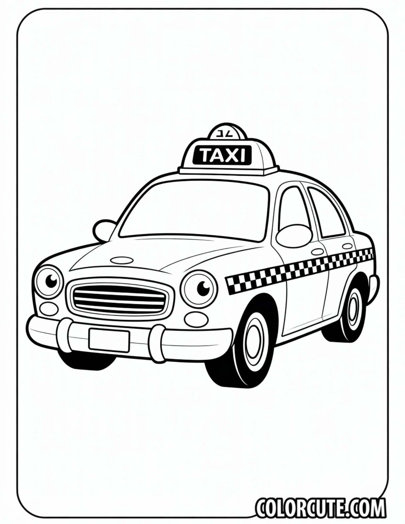 Taxi Car Coloring Pages | Free PDF Printables – Color Cute - Free ...