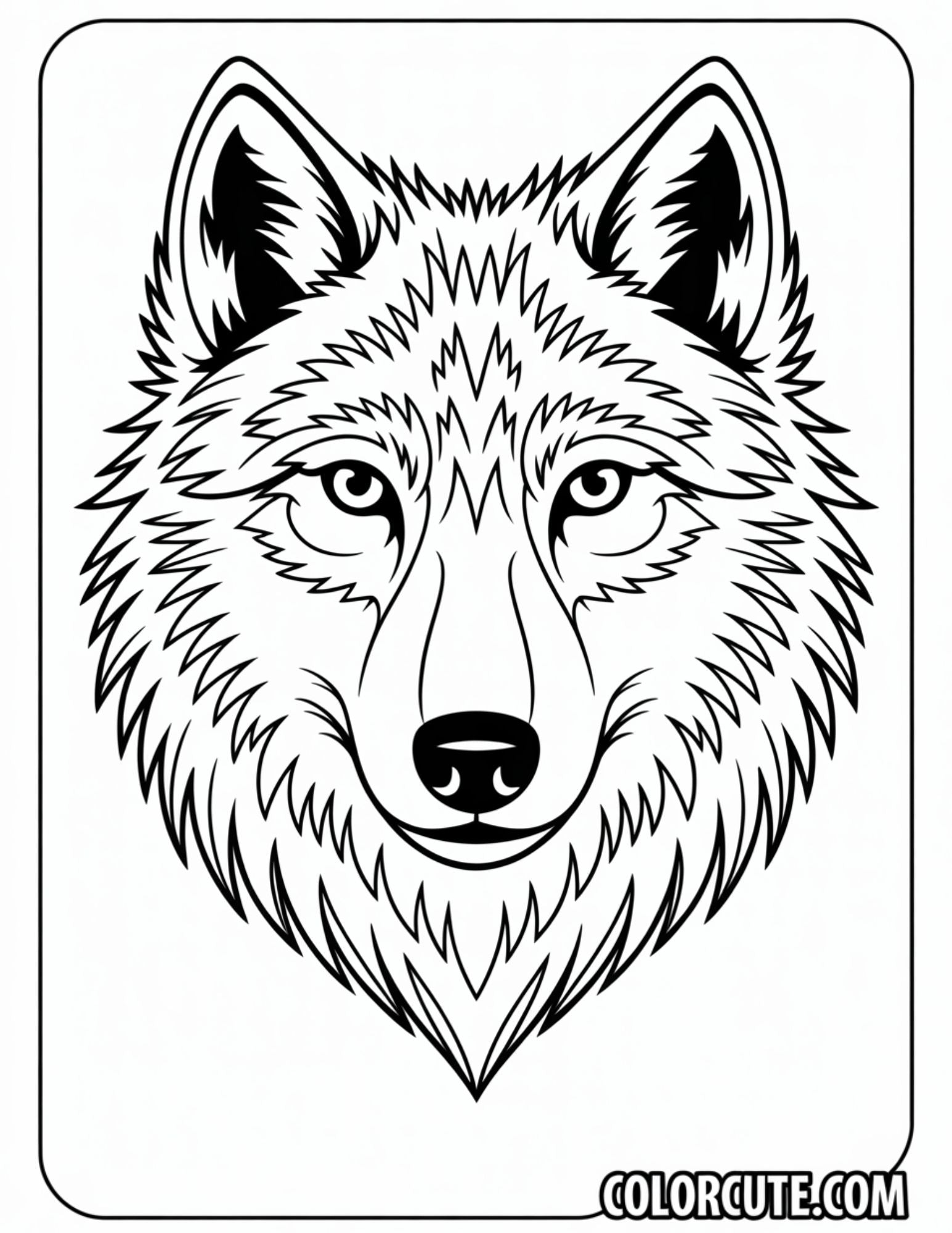Detailed Wolf Coloring Page | Free PDF Printables – Color Cute - Free ...
