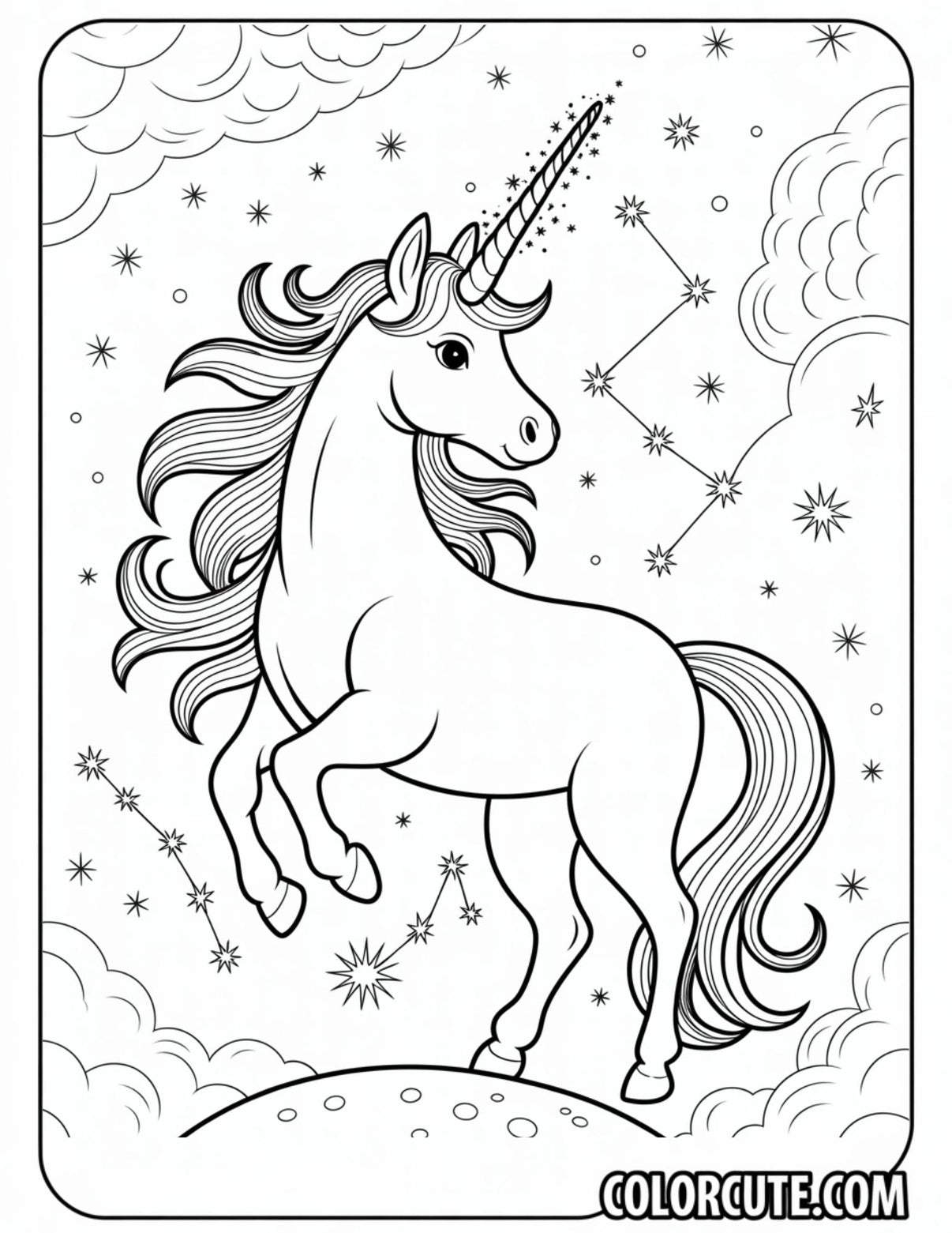 Flying Unicorn Coloring Pages | Free PDF Printables – Color Cute - Free ...