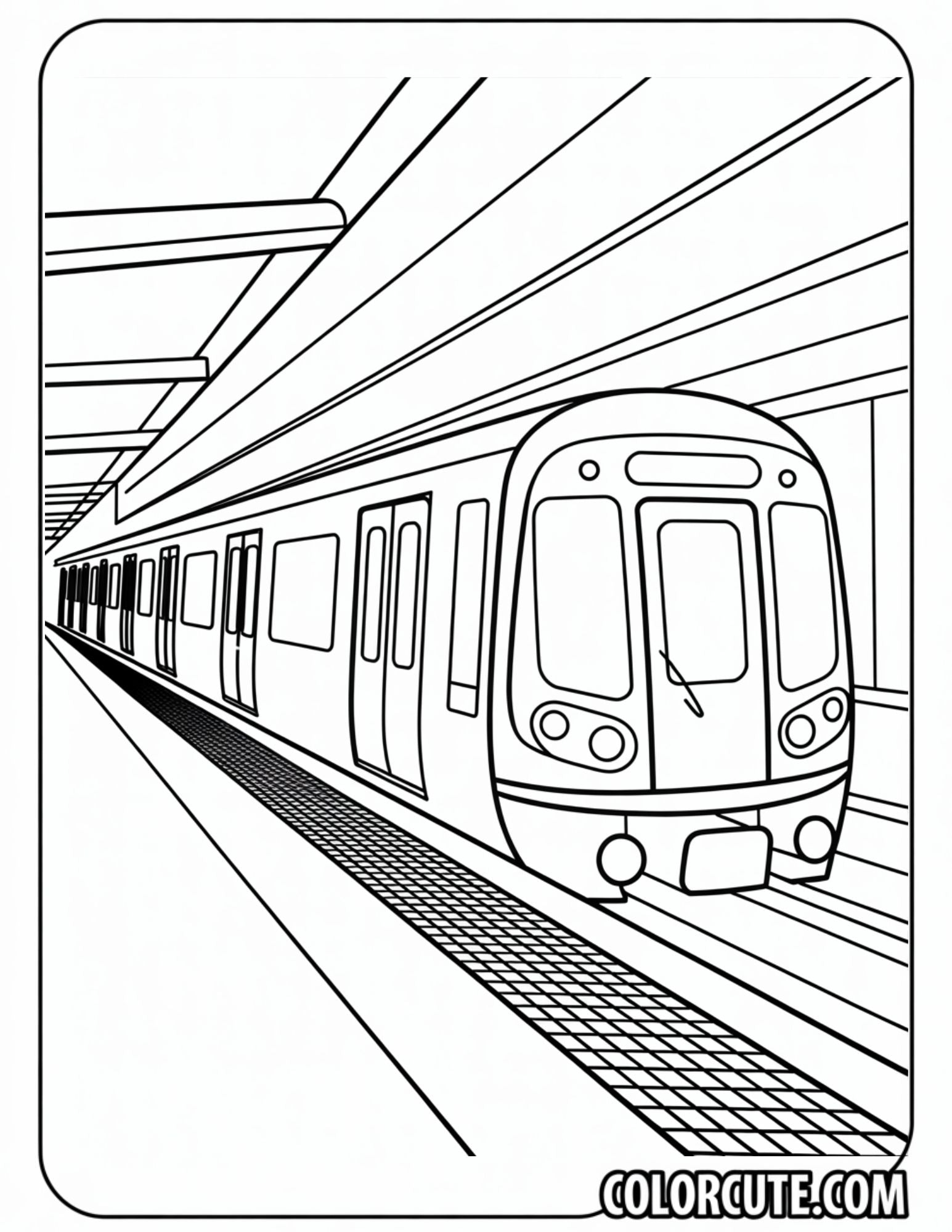 Metro Train Coloring Page - Free PDF Printables – Color Cute - Free ...