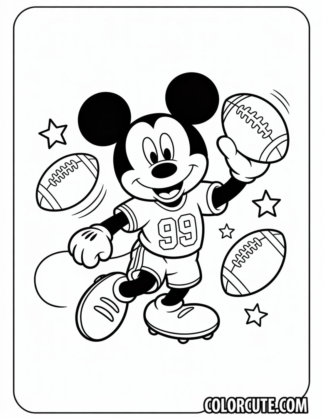 Mickey Football Coloring Pages | Free PDF Printables – Color Cute ...