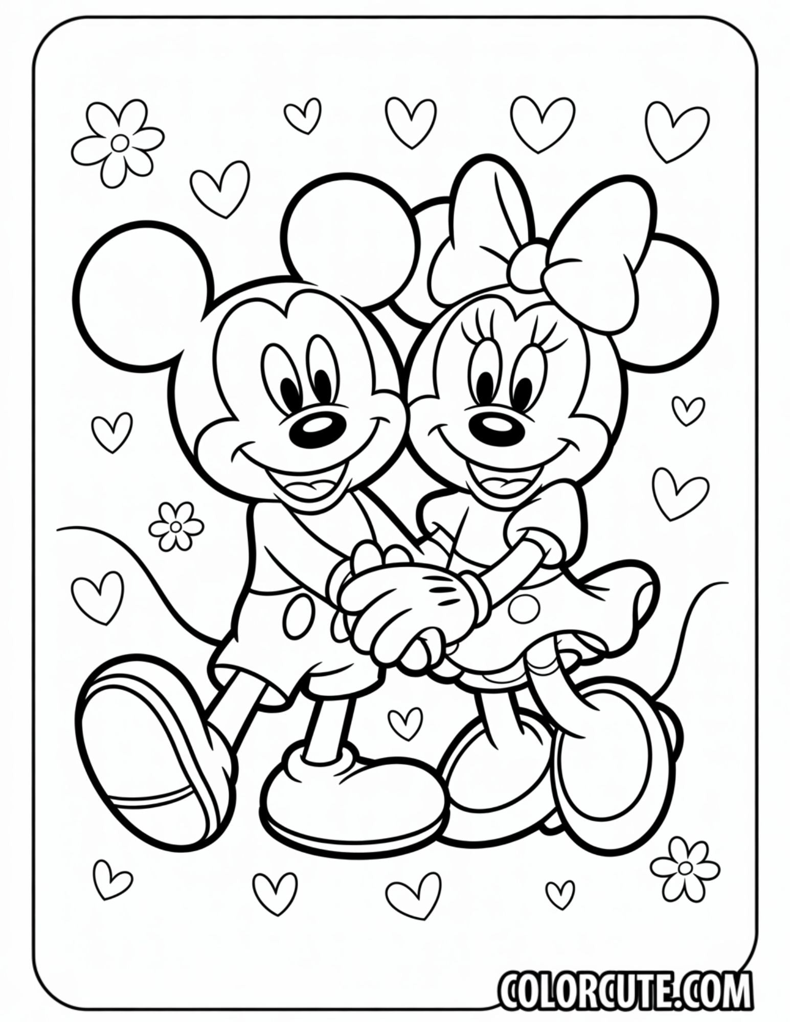 Minnie and Mickey Coloring Pages | Free PDF Printables – Color Cute ...
