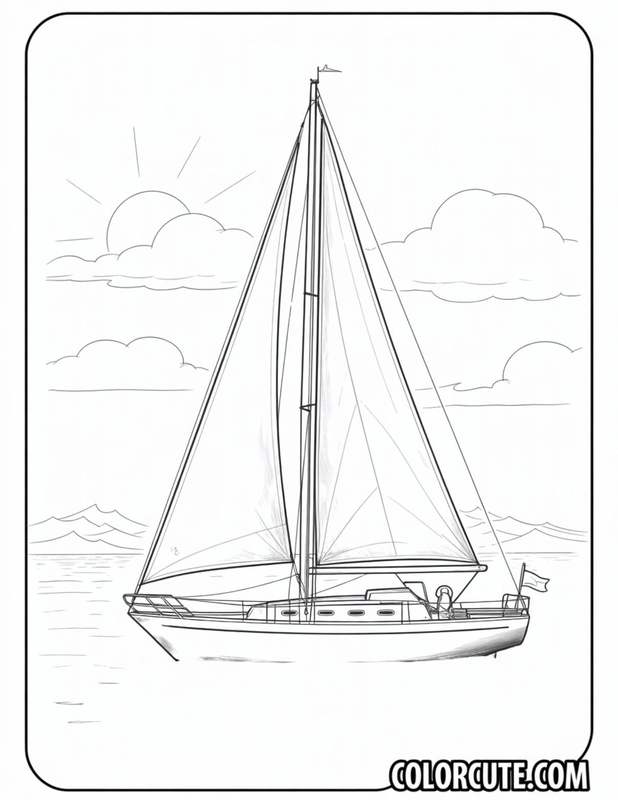 Sailboat Summer Coloring Pages | Free PDF Printables – Color Cute ...