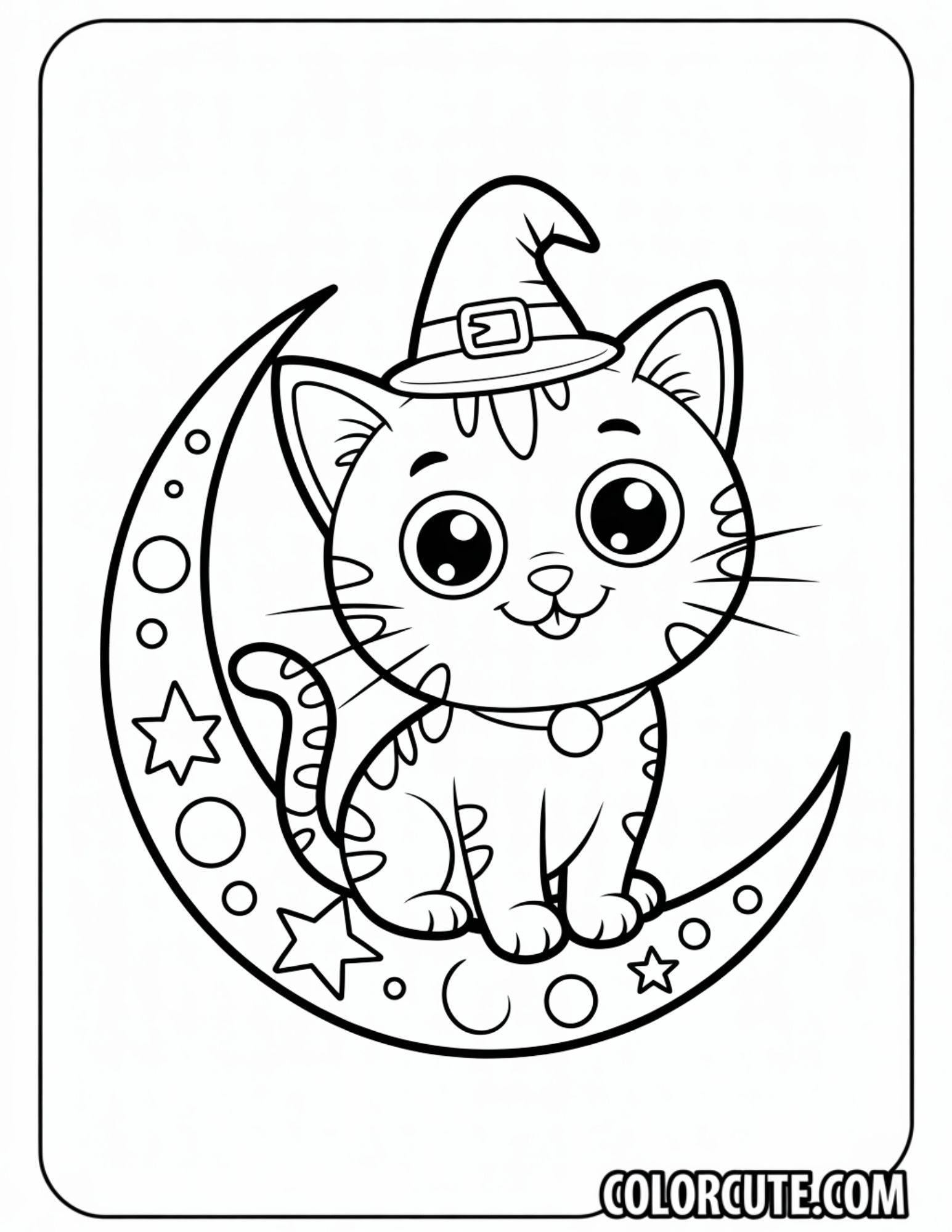 Spooky Cat Coloring Pages | Free PDF Printables – Color Cute - Free ...