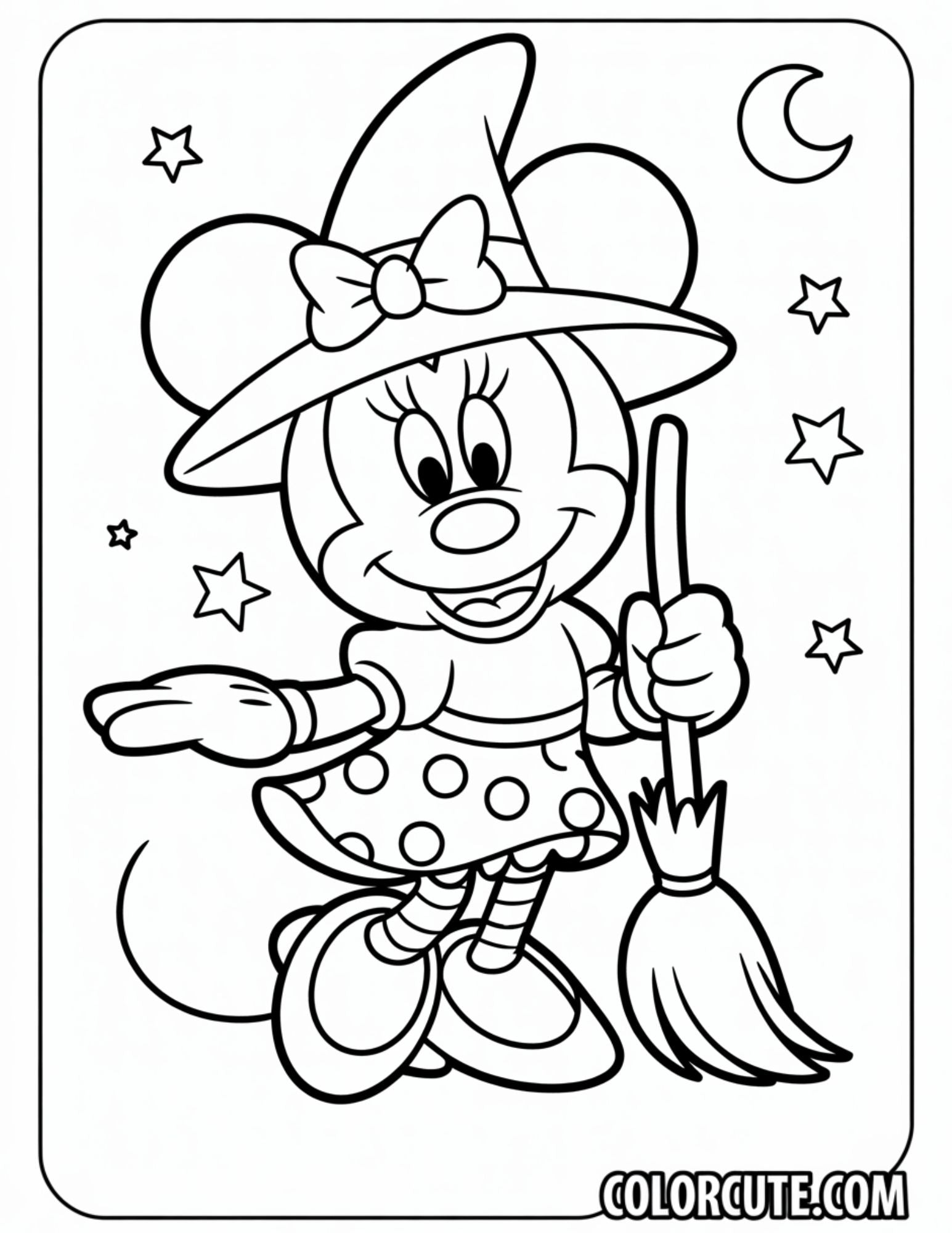 Halloween Minnie Mouse Coloring Page | Free PDF Printables – Color Cute ...