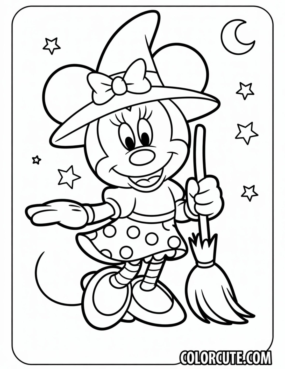 Halloween Minnie Mouse Coloring Page | Free PDF Printables – Color Cute ...