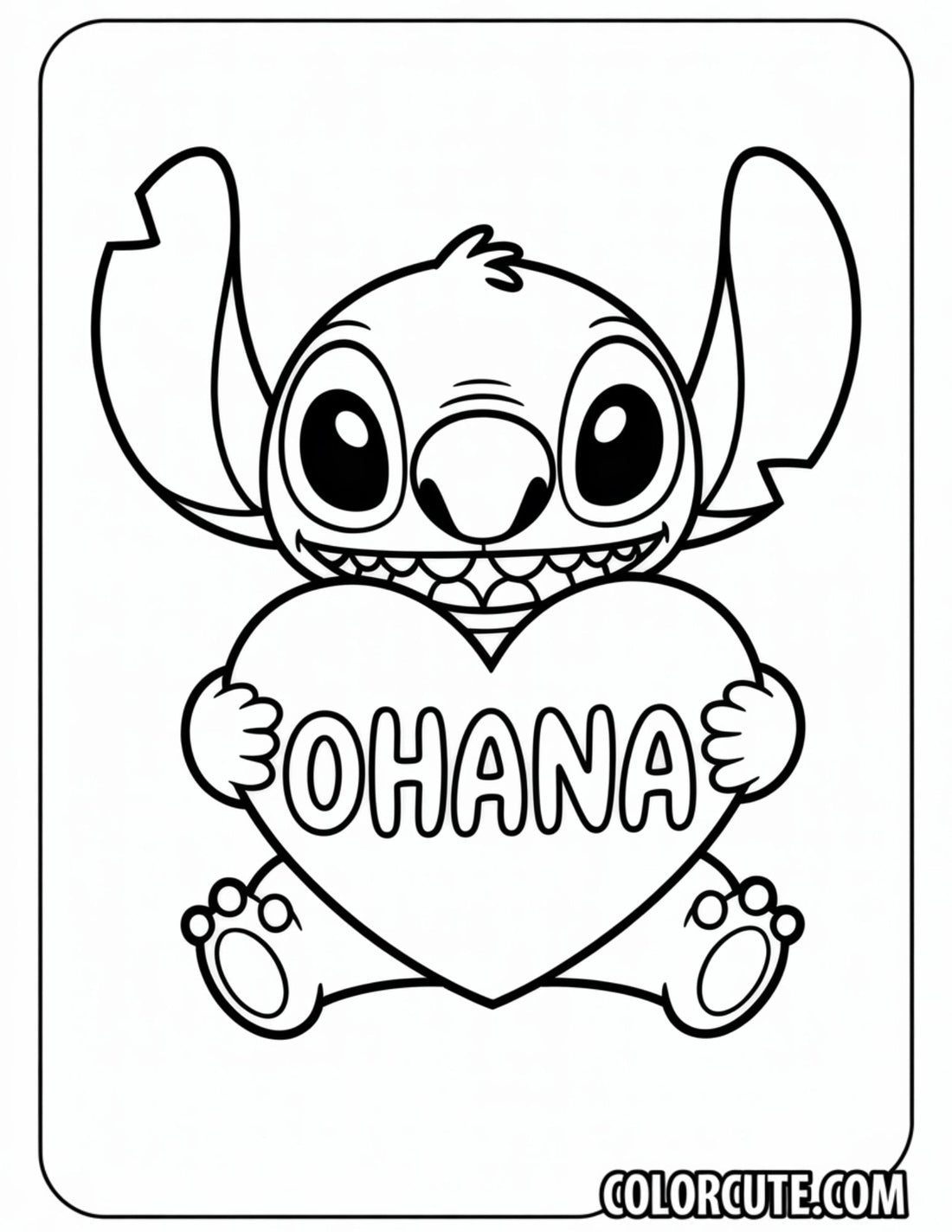 Ohana Stitch Coloring Page | Free PDF Printables – Color Cute - Free ...