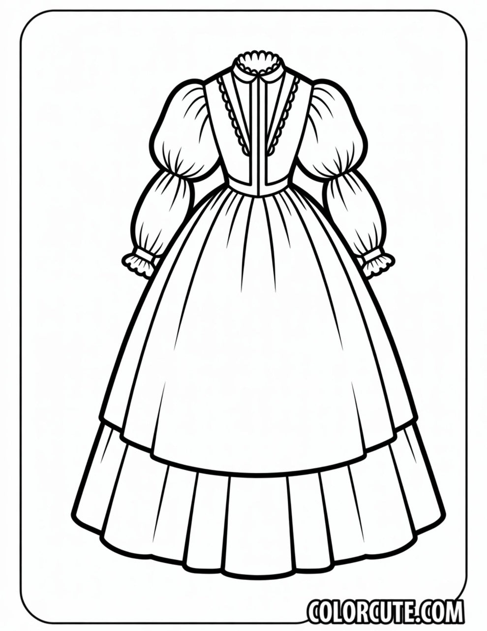 Victorian Dress Coloring Pages | Free PDF Printables – Color Cute ...