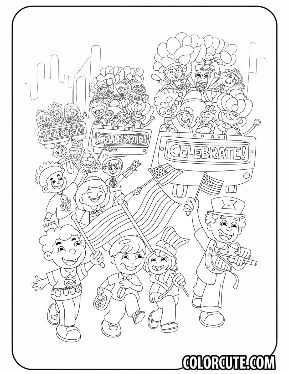 4th of July Parade Coloring Pages | Free PDF Printables – Color Cute ...