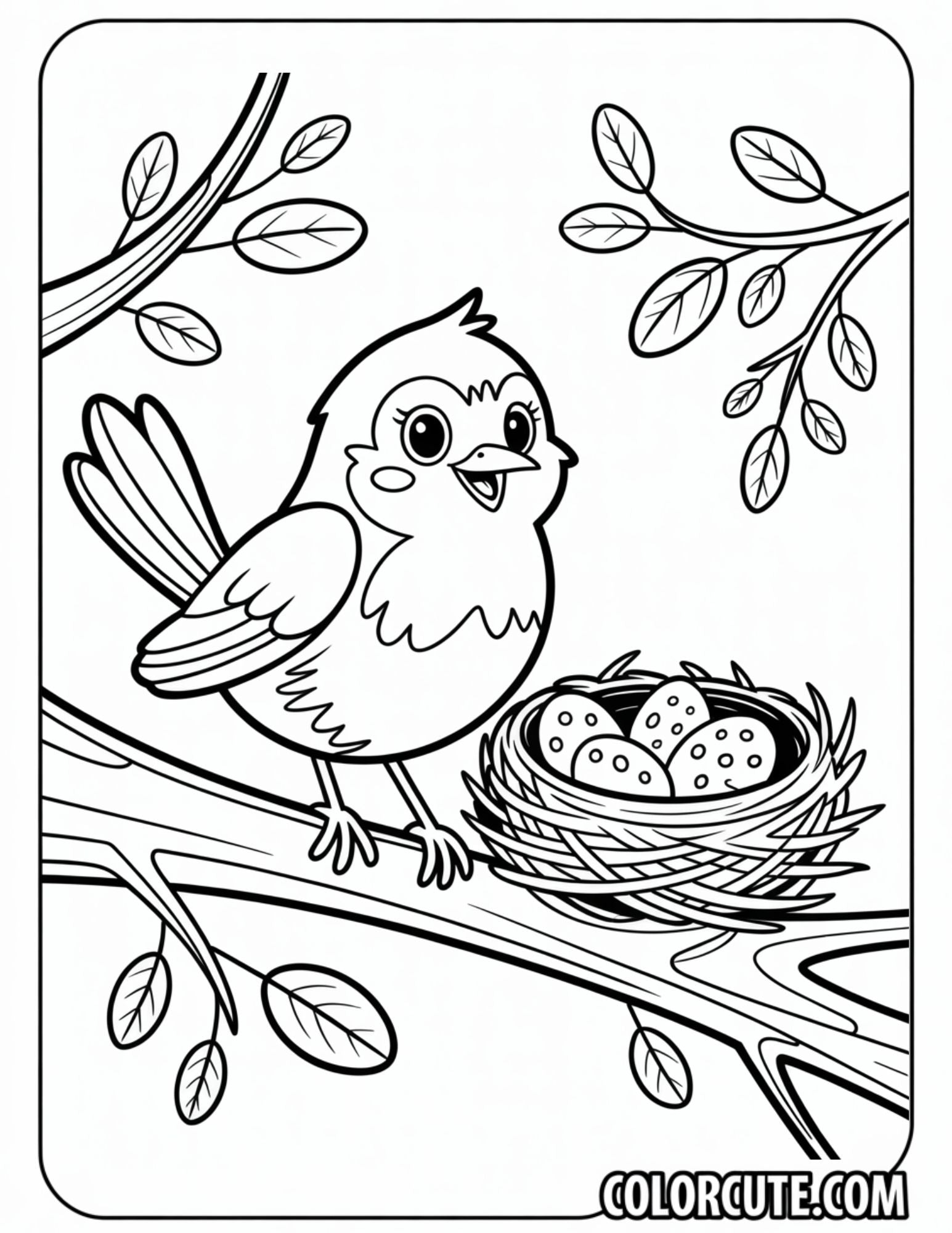 Bird Preschool Coloring Page | Free PDF Printables – Color Cute - Free ...