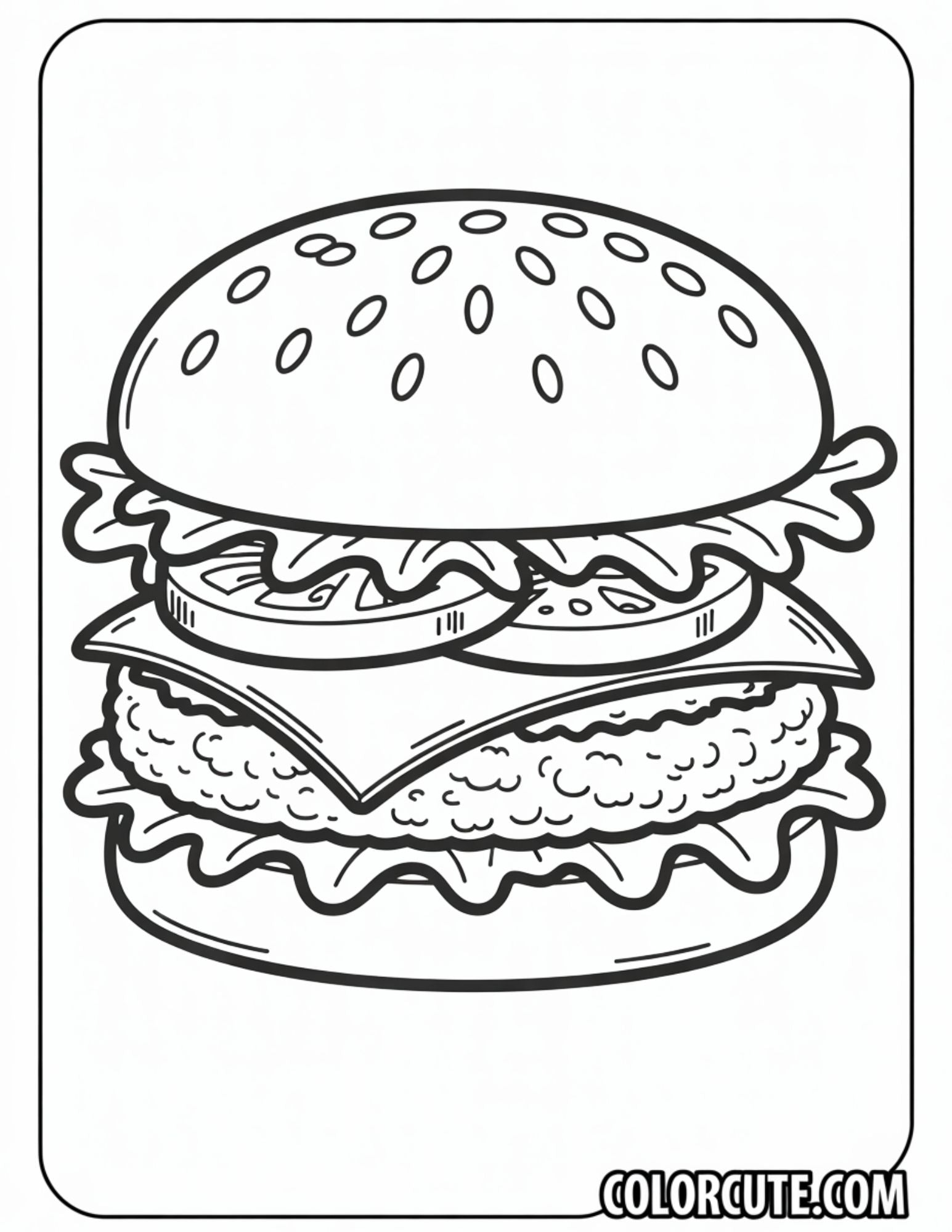 Burger Coloring Page | Free PDF Printables – Color Cute - Free Coloring ...