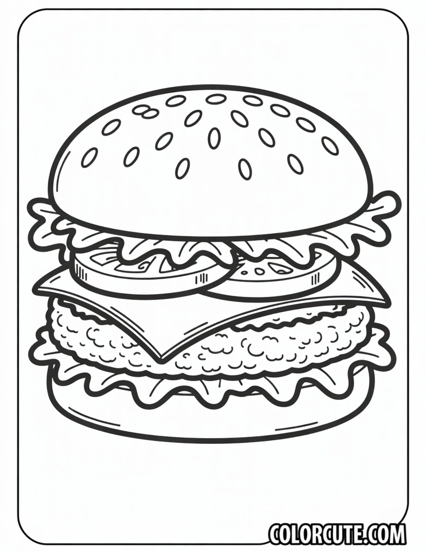 Burger Coloring Page | Free PDF Printables – Color Cute - Free Coloring ...