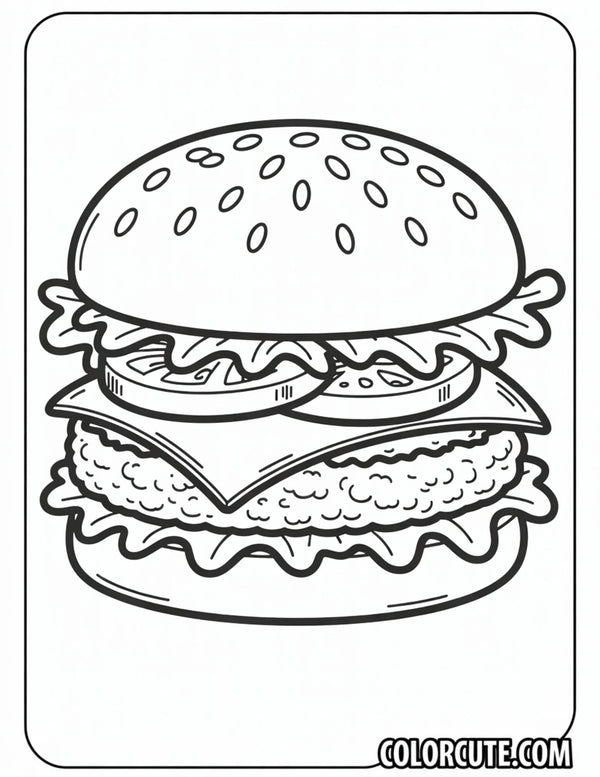 Burger Coloring Page | Free PDF Printables – Color Cute - Free Coloring ...