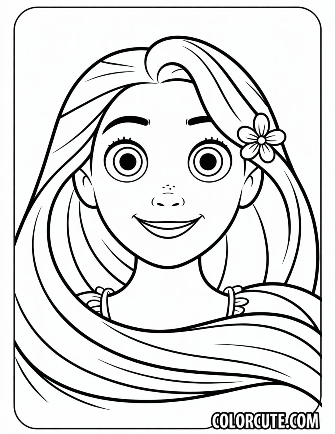 Face Rapunzel Coloring Page | Free PDF Printables – Color Cute - Free ...
