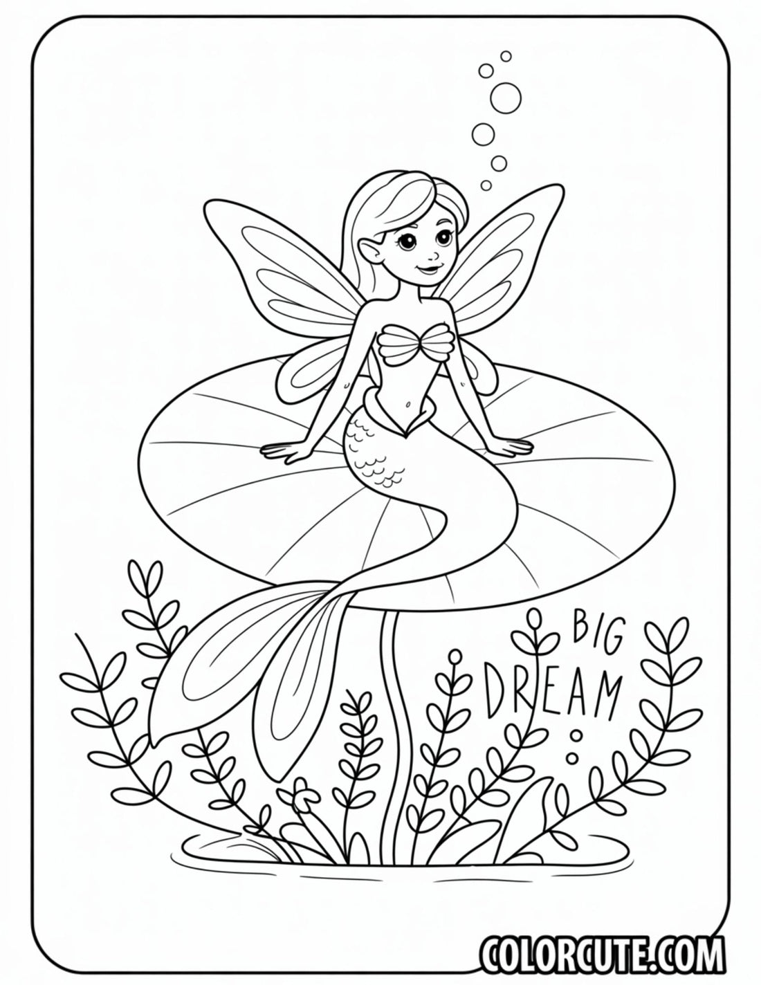Fairy Mermaid Coloring Pages | Free PDF Printables – Color Cute - Free ...