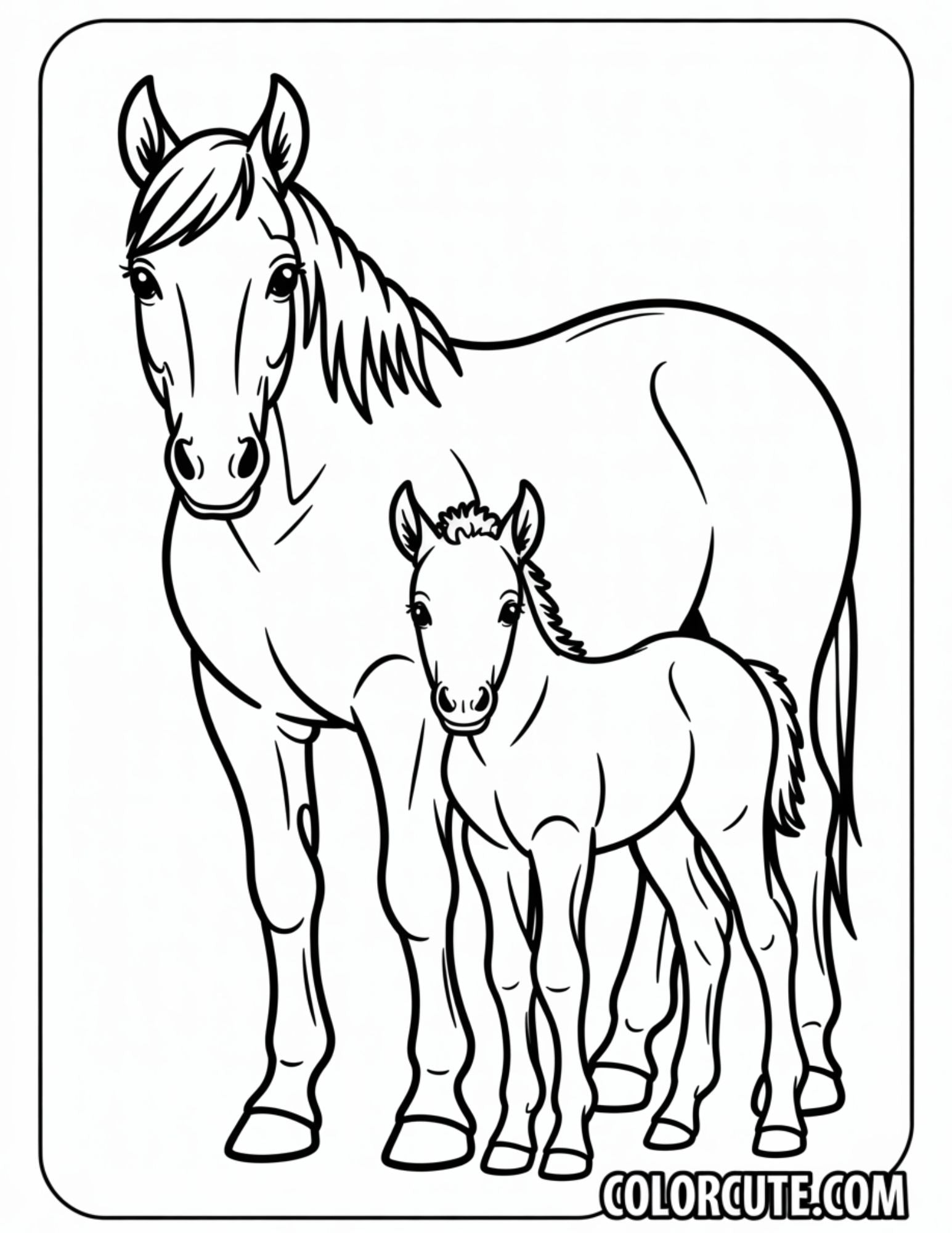 Mare Horse Coloring Pages | Free PDF Printables – Color Cute - Free ...