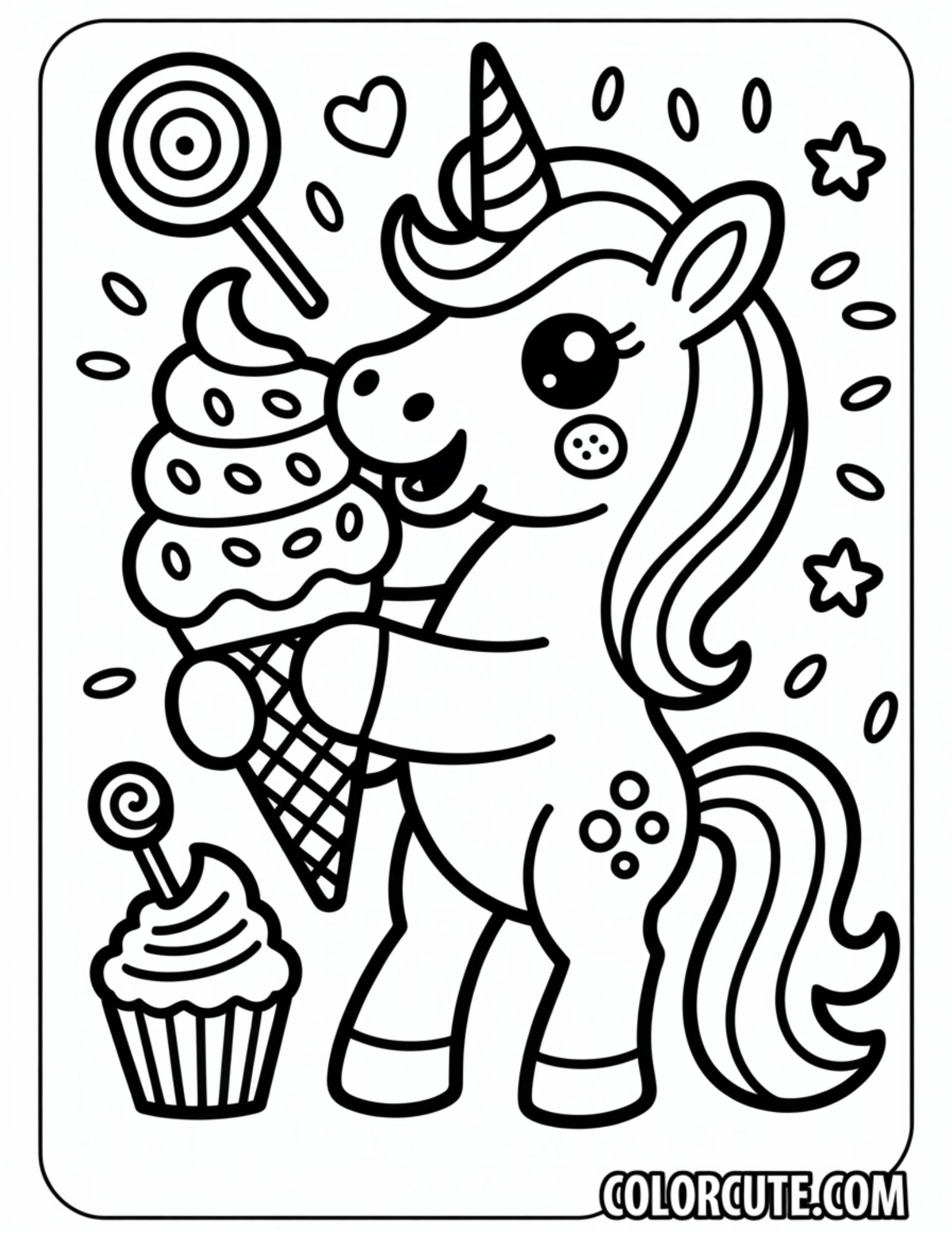 Unicorn Ice Cream Coloring Pages | Free PDF Printables – Color Cute ...