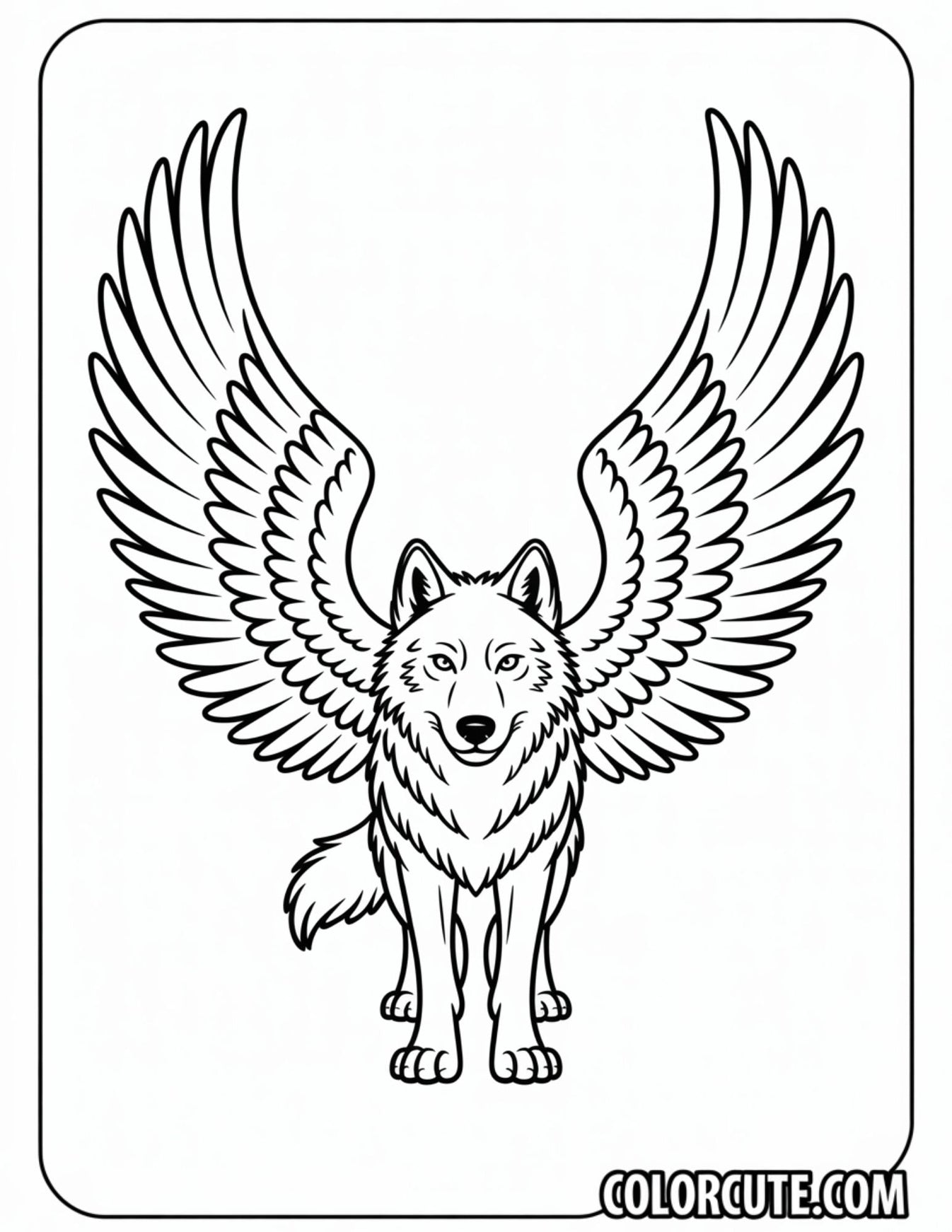 Winged Wolf Coloring Page | Free PDF Printables – Color Cute - Free ...