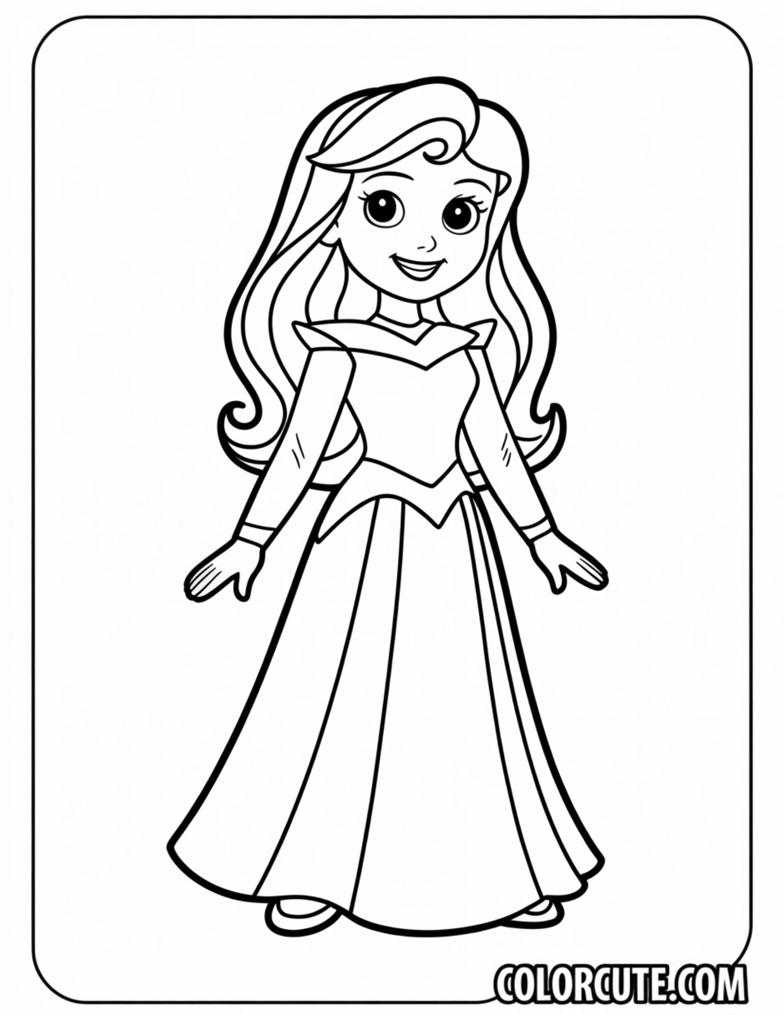 Easy Aurora Coloring Page for Kids | Free PDF Printables – Color Cute ...