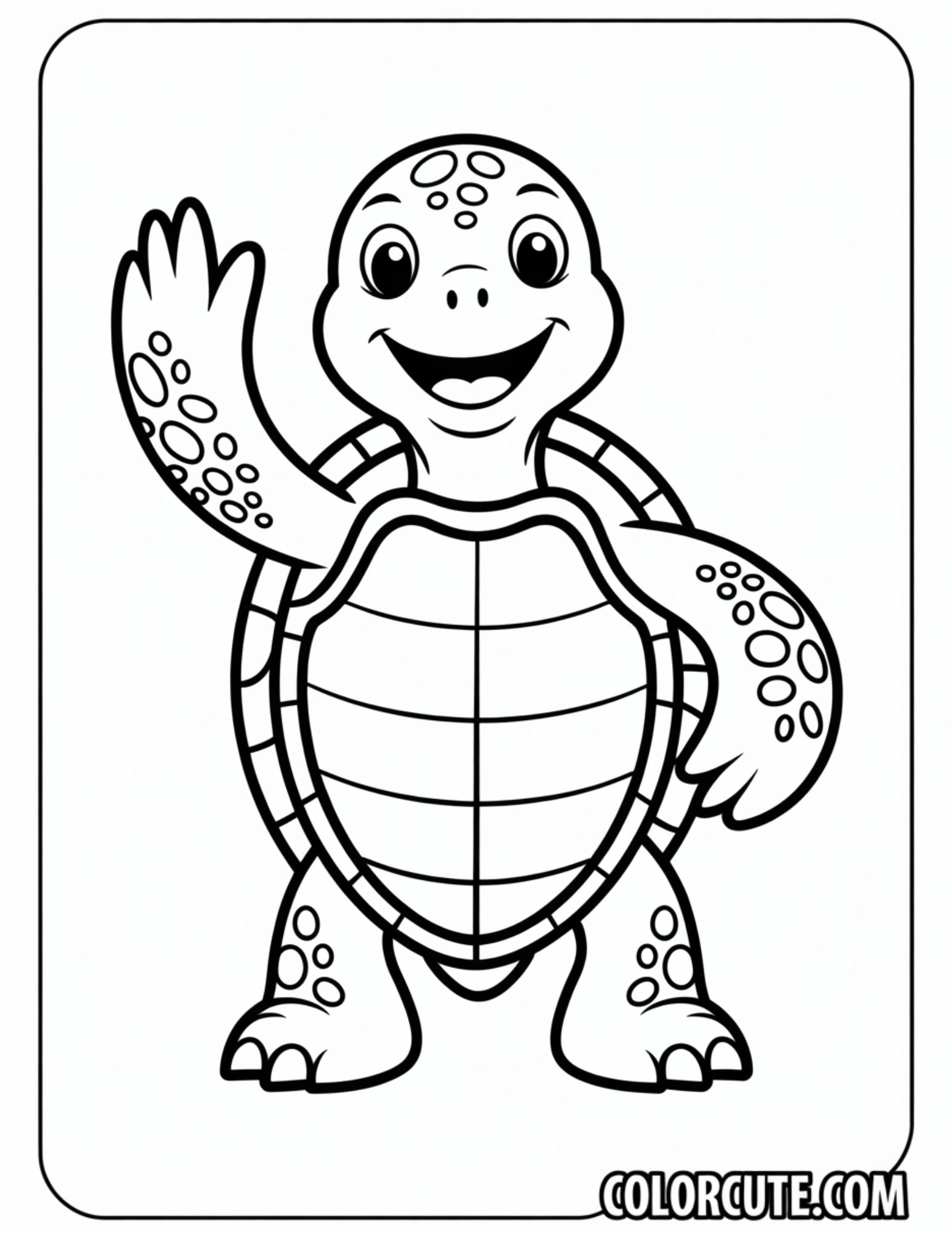 Friendly Turtle Coloring Pages | Free PDF Printables – Color Cute ...
