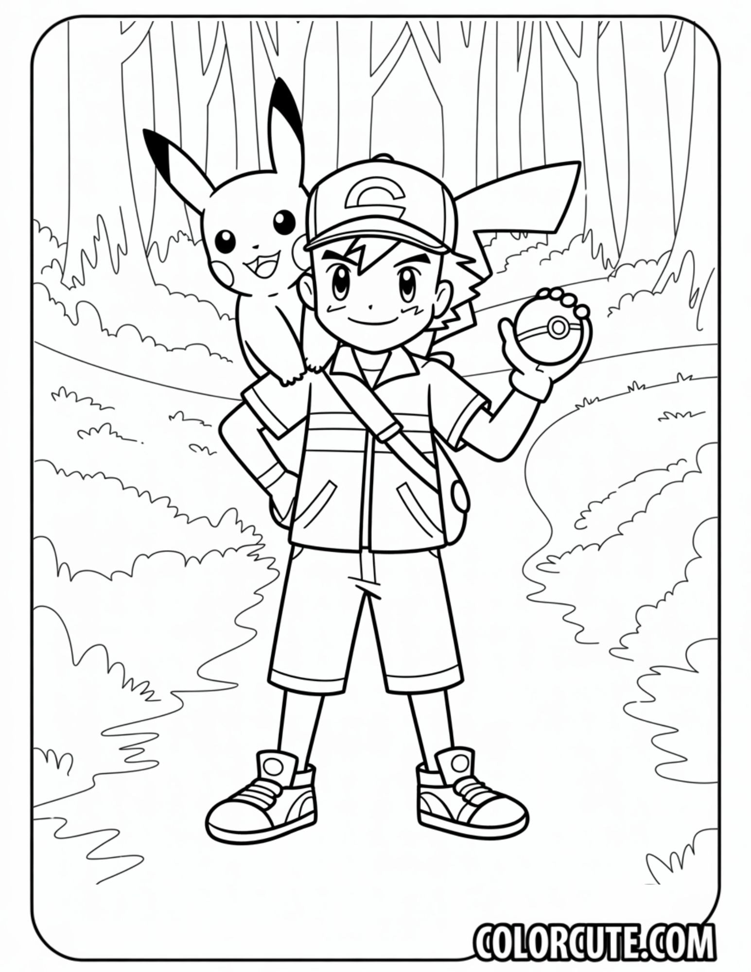 Ash Ketchum Coloring Pages | Free PDF Printables – Color Cute - Free ...