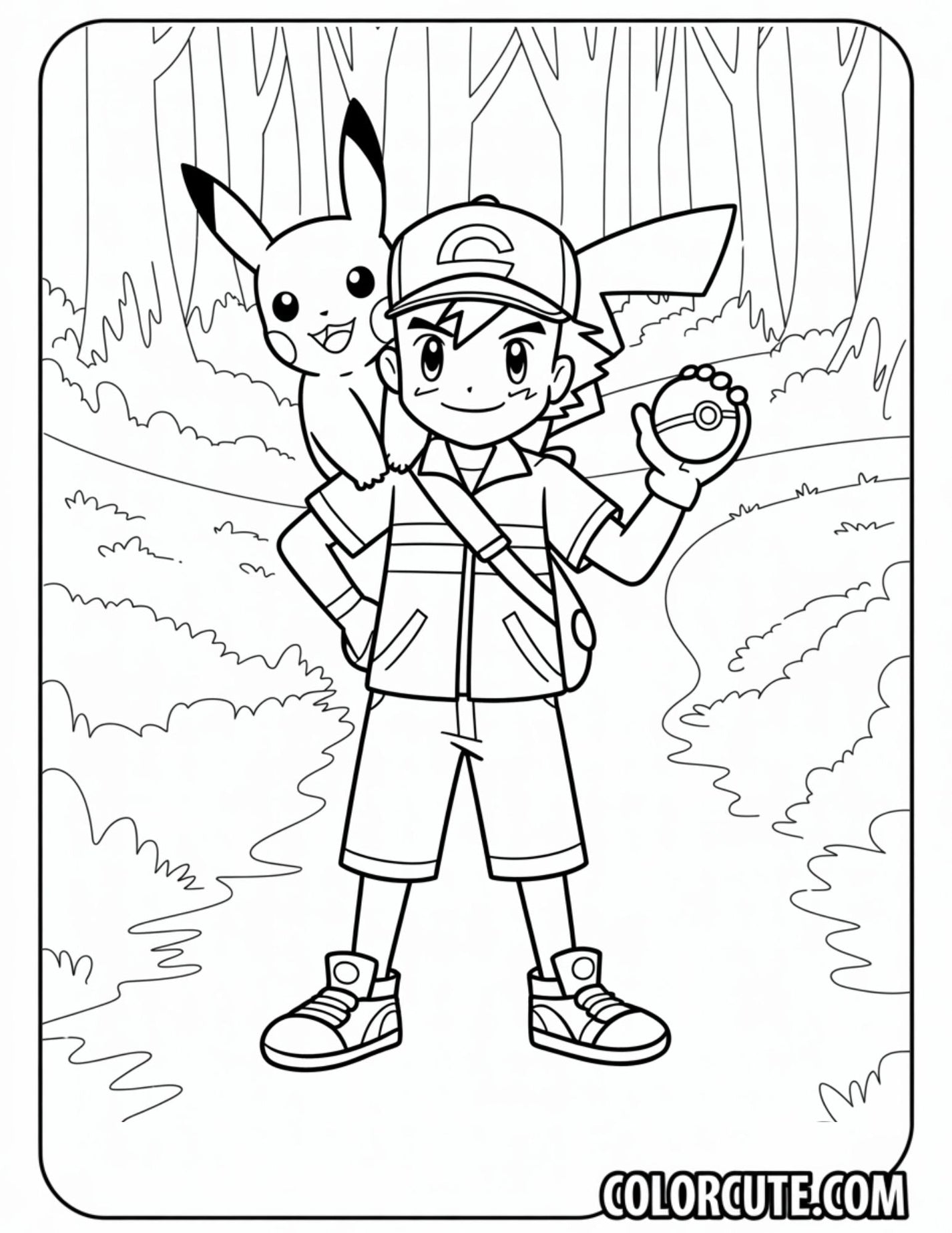 Ash Ketchum Coloring Pages | Free PDF Printables – Color Cute - Free ...