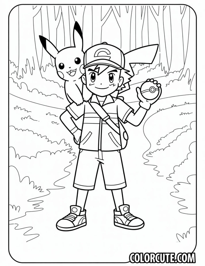Ash Ketchum Coloring Pages | Free PDF Printables – Color Cute - Free ...