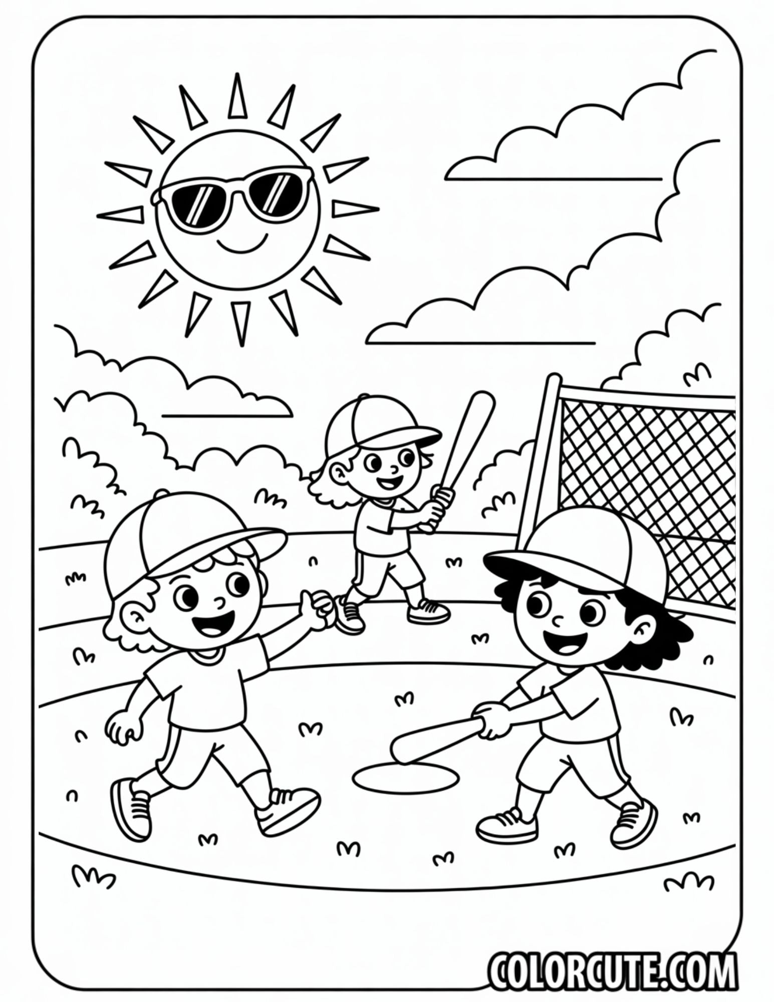 Baseball Summer Coloring Pages | Free PDF Printables – Color Cute ...