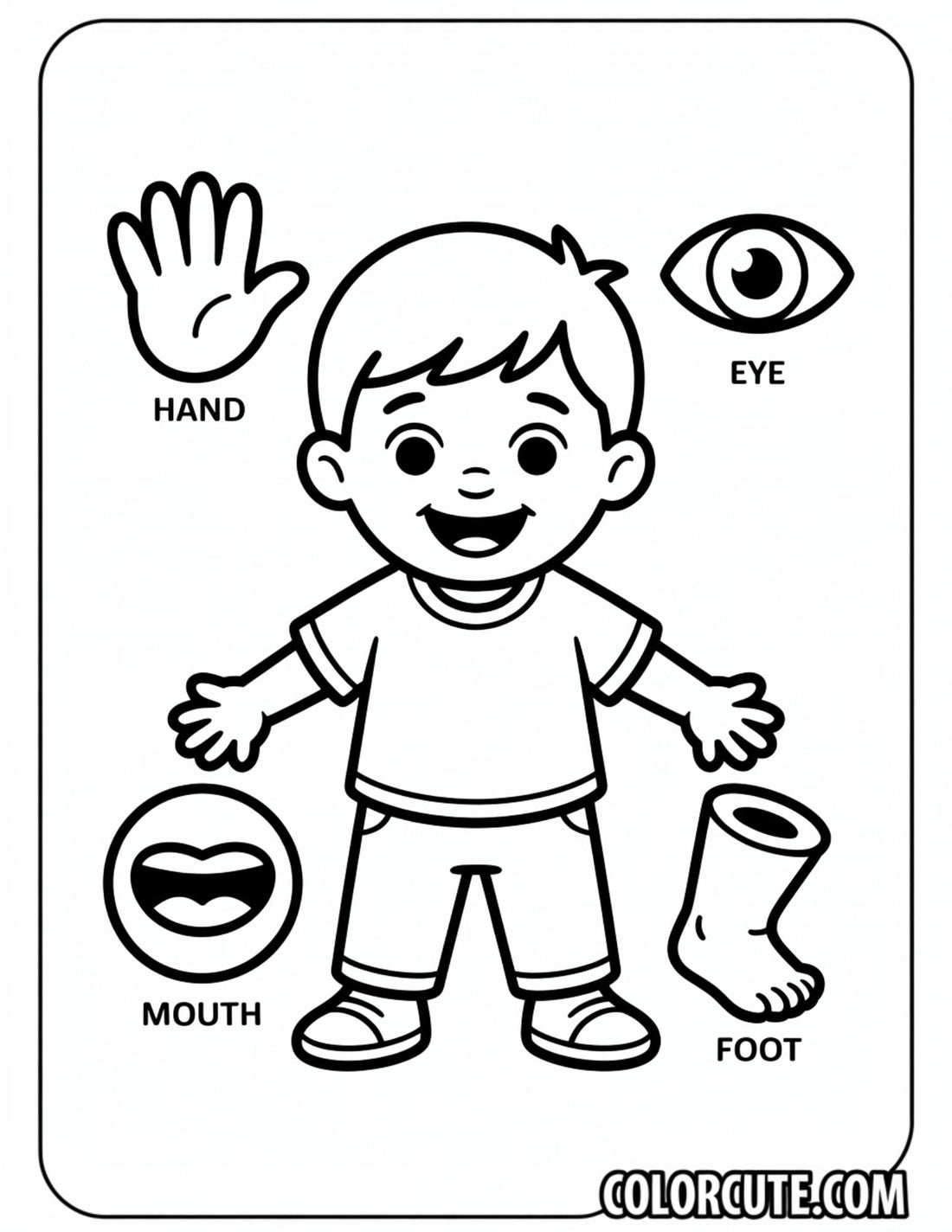 Body Parts Preschool Coloring Page | Free PDF Printables – Color Cute ...
