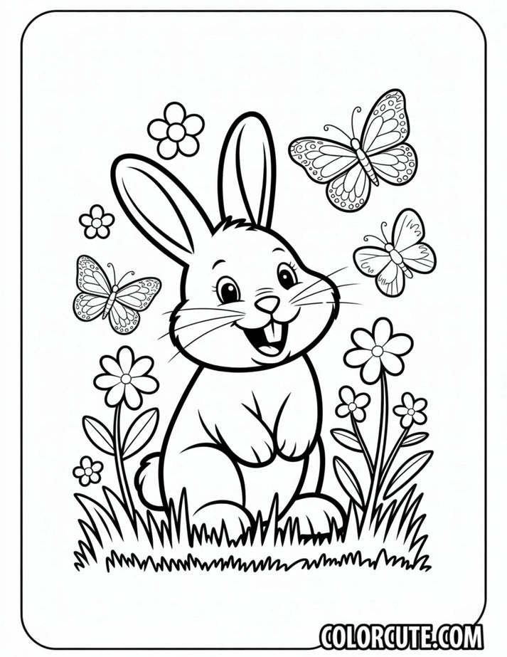 Hopping Bunny Coloring Pages | Free PDF Printables – Color Cute - Free ...
