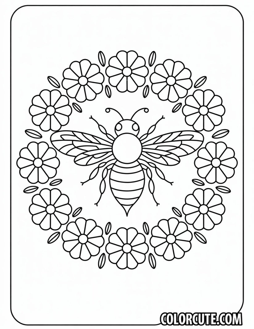Mandala Bee Coloring Page – Free PDF Printables – Color Cute - Free ...