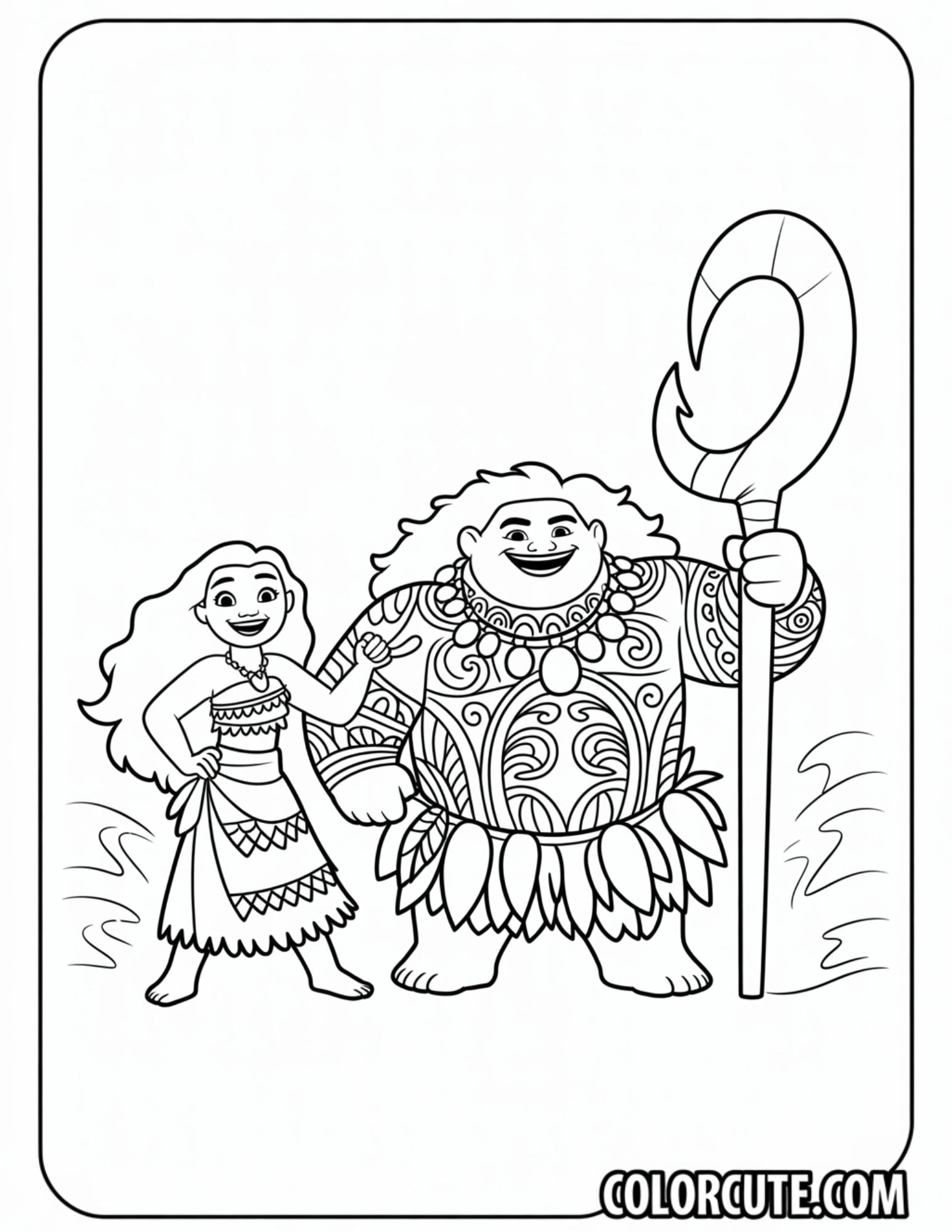Maui Moana Coloring Page | Free PDF Printables – Color Cute - Free ...