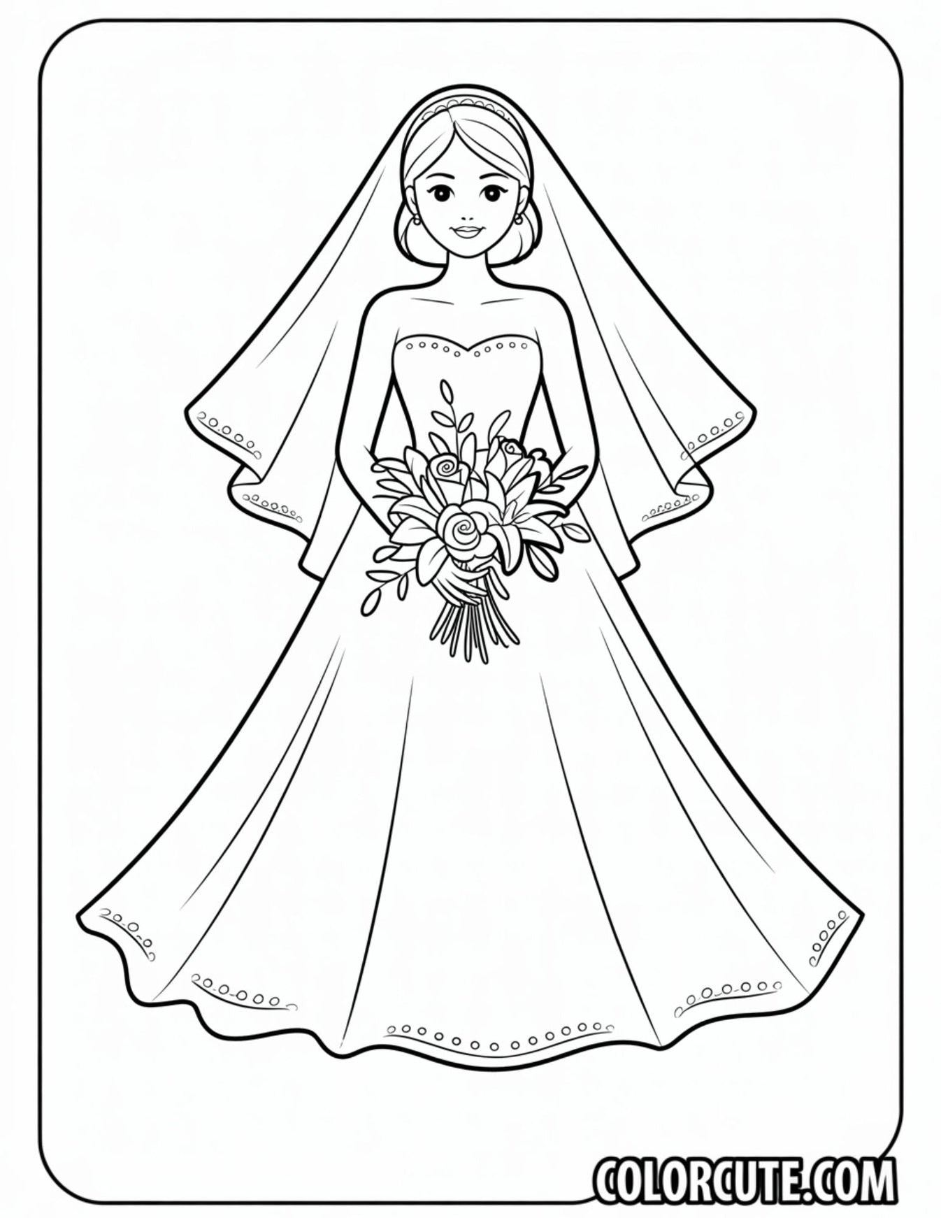 Bridal Fashion Girl Coloring Pages | Free PDF Printables – Color Cute ...