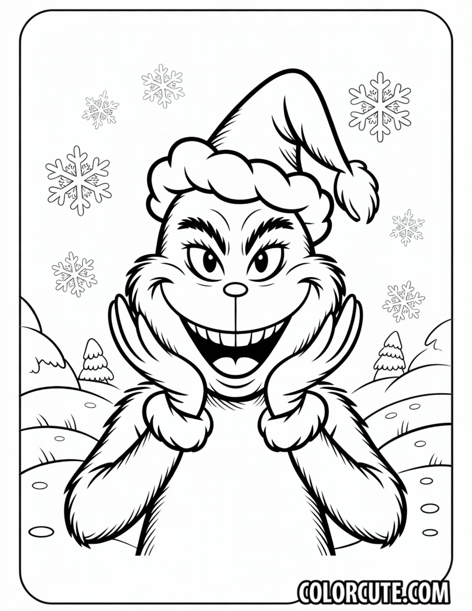 Happy Grinch Coloring Page | Free PDF Printables – Color Cute - Free ...