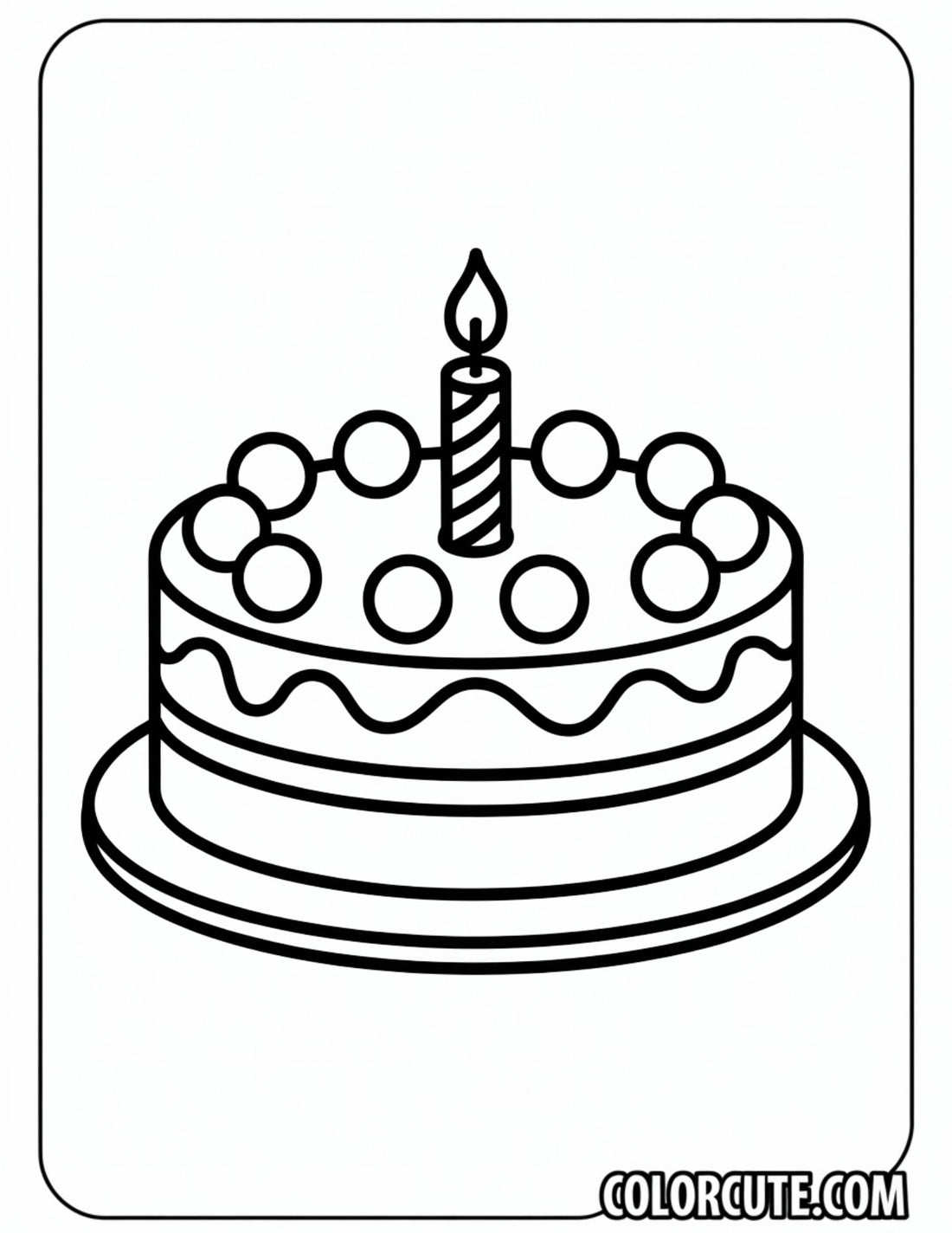 Cake Simple Coloring Pages | Free PDF Printables – Color Cute - Free ...