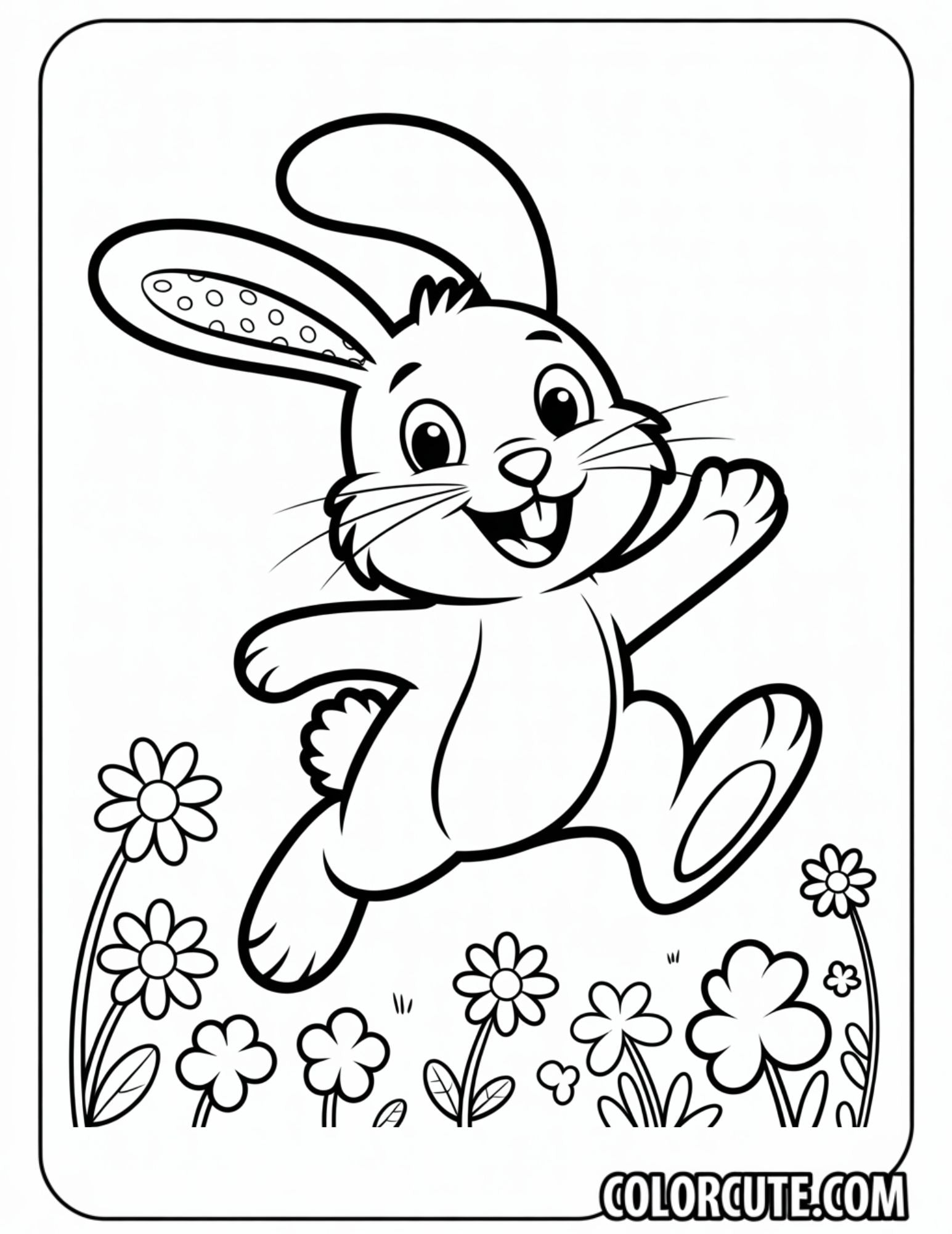 Cartoon Bunny Coloring Page – Free PDF Printables – Color Cute - Free ...