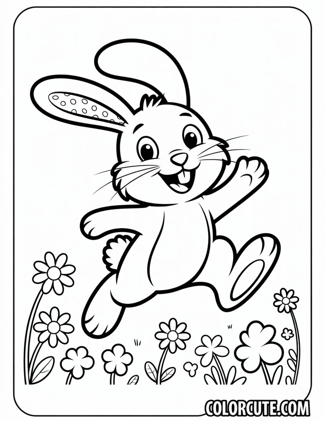 Cartoon Bunny Coloring Page – Free PDF Printables – Color Cute - Free ...
