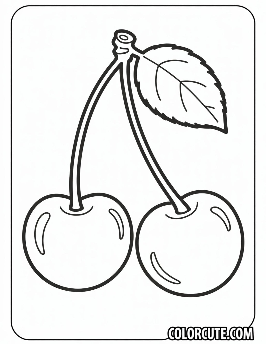 Cherry Coloring Page | Free PDF Printables – Color Cute - Free Coloring ...