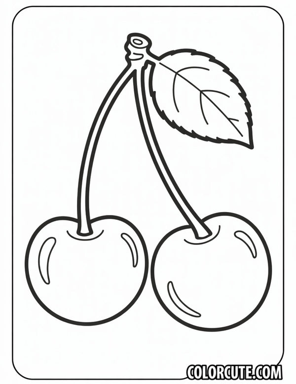 Cherry Coloring Page | Free PDF Printables – Color Cute - Free Coloring ...