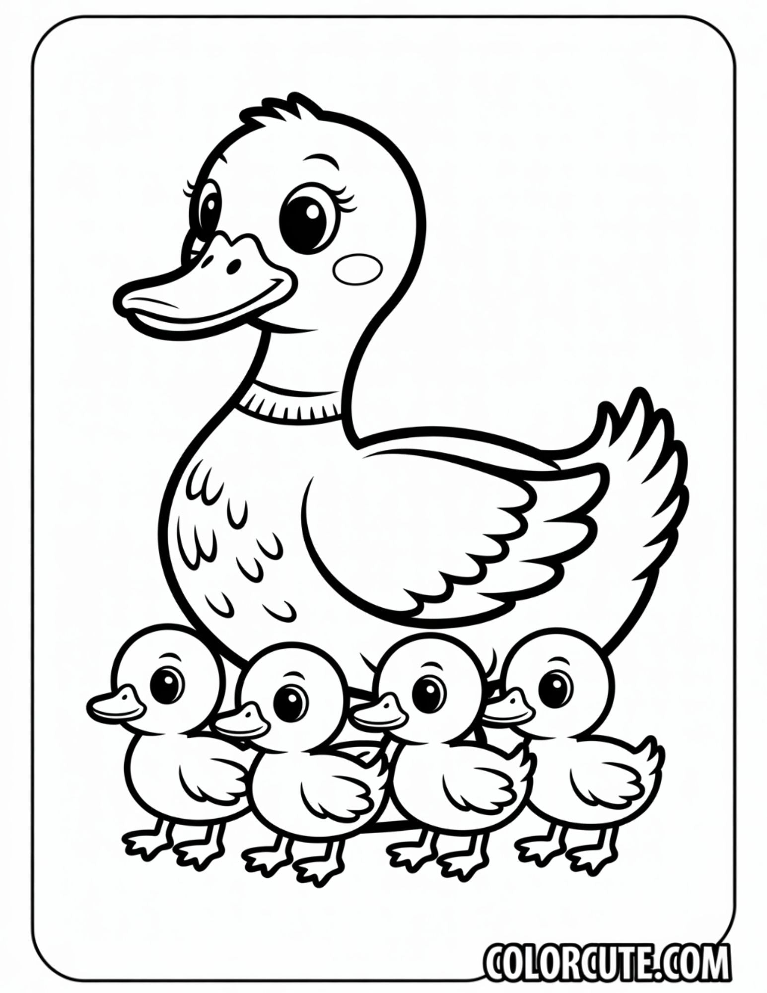 Ducklings Duck Coloring Page | Free PDF Printables – Color Cute - Free ...