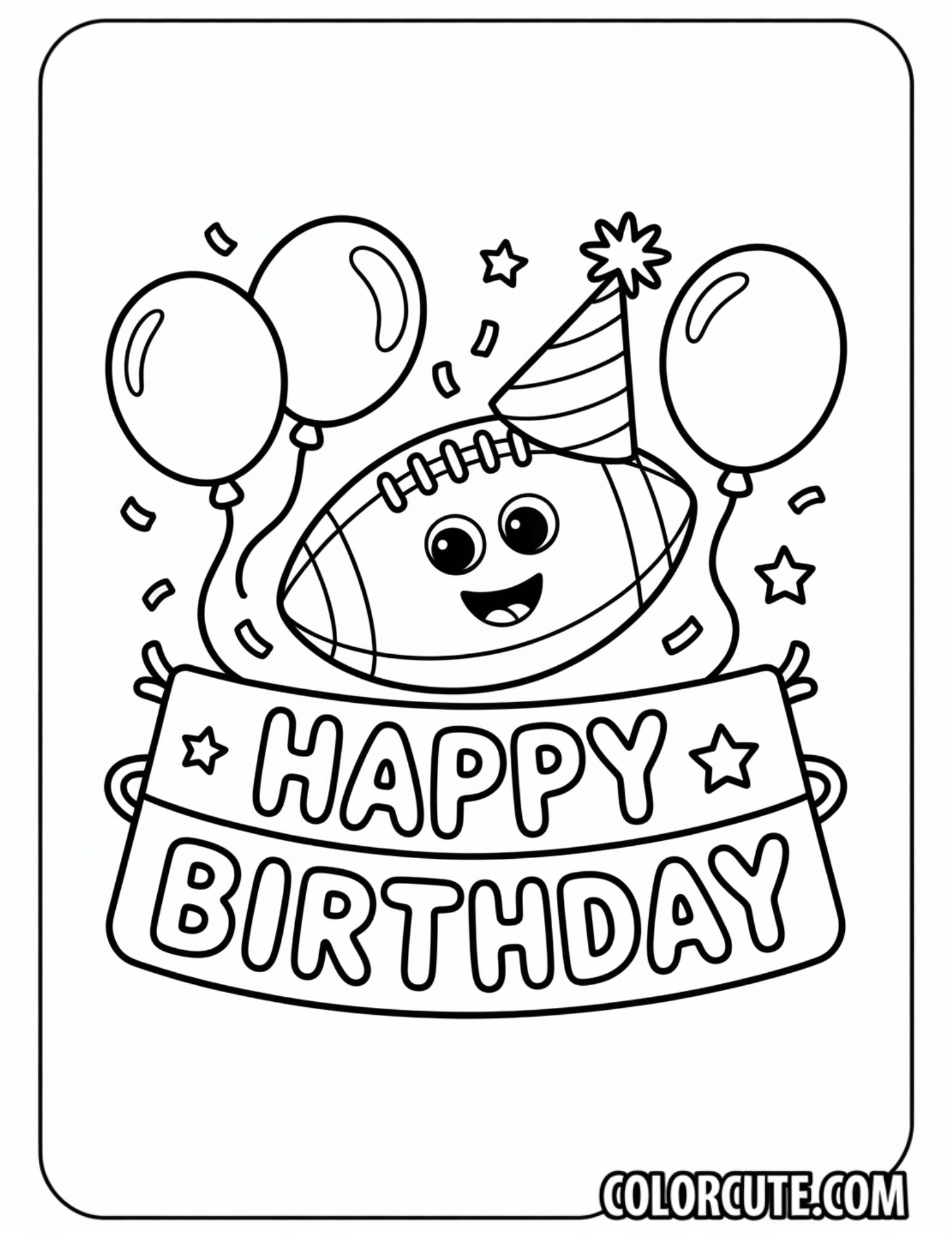 Happy Birthday Football Coloring Pages | Free PDF Printables – Color ...