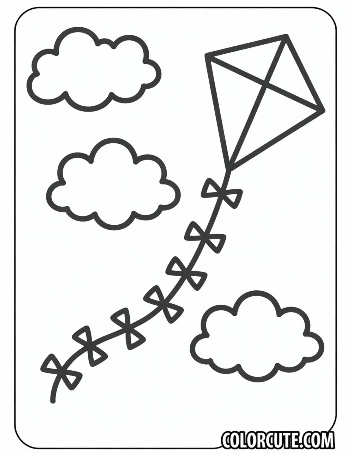 Kite Summer Coloring Pages | Free PDF Printables – Color Cute - Free ...