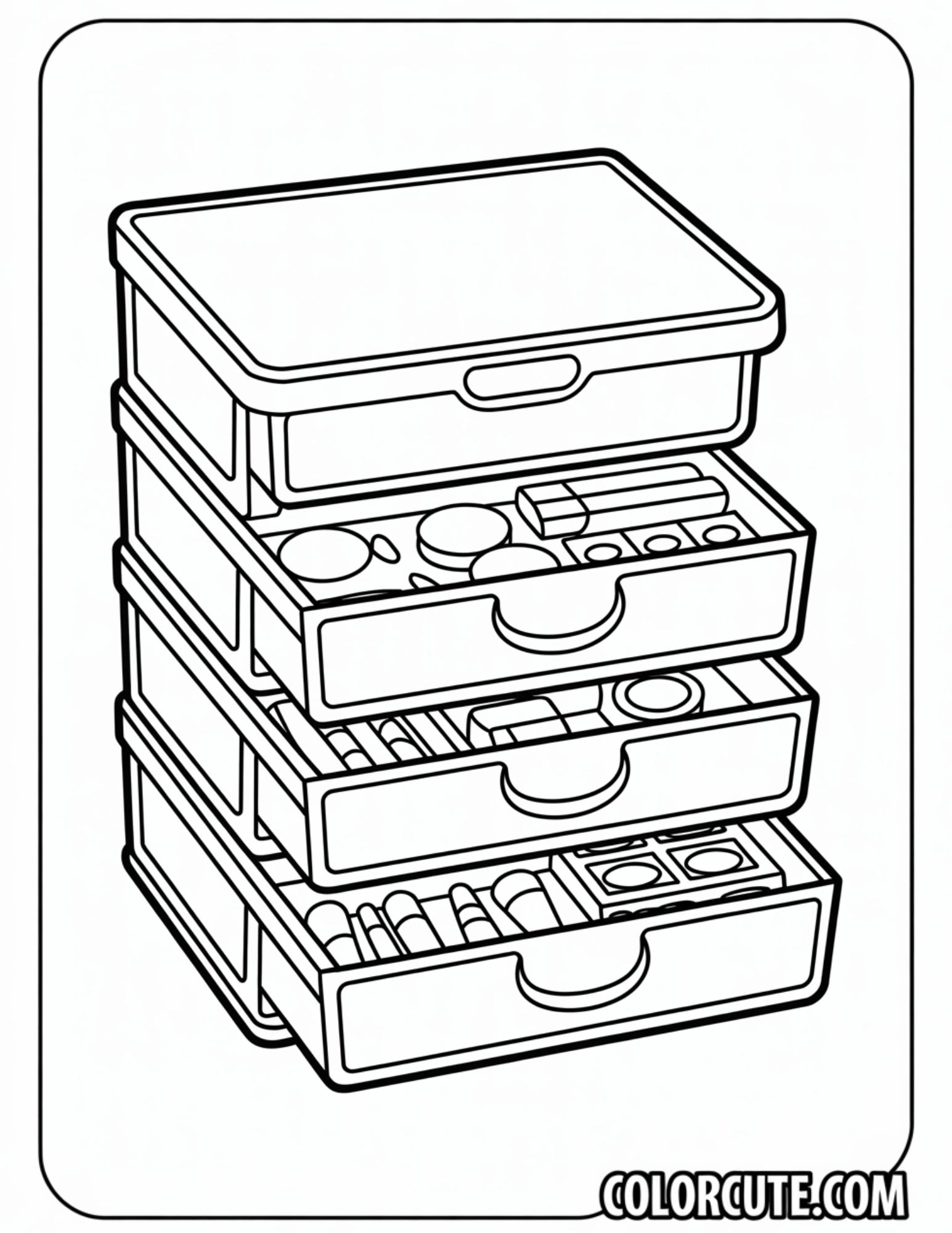 Makeup Storage Coloring Page | Free PDF Printables – Color Cute - Free ...