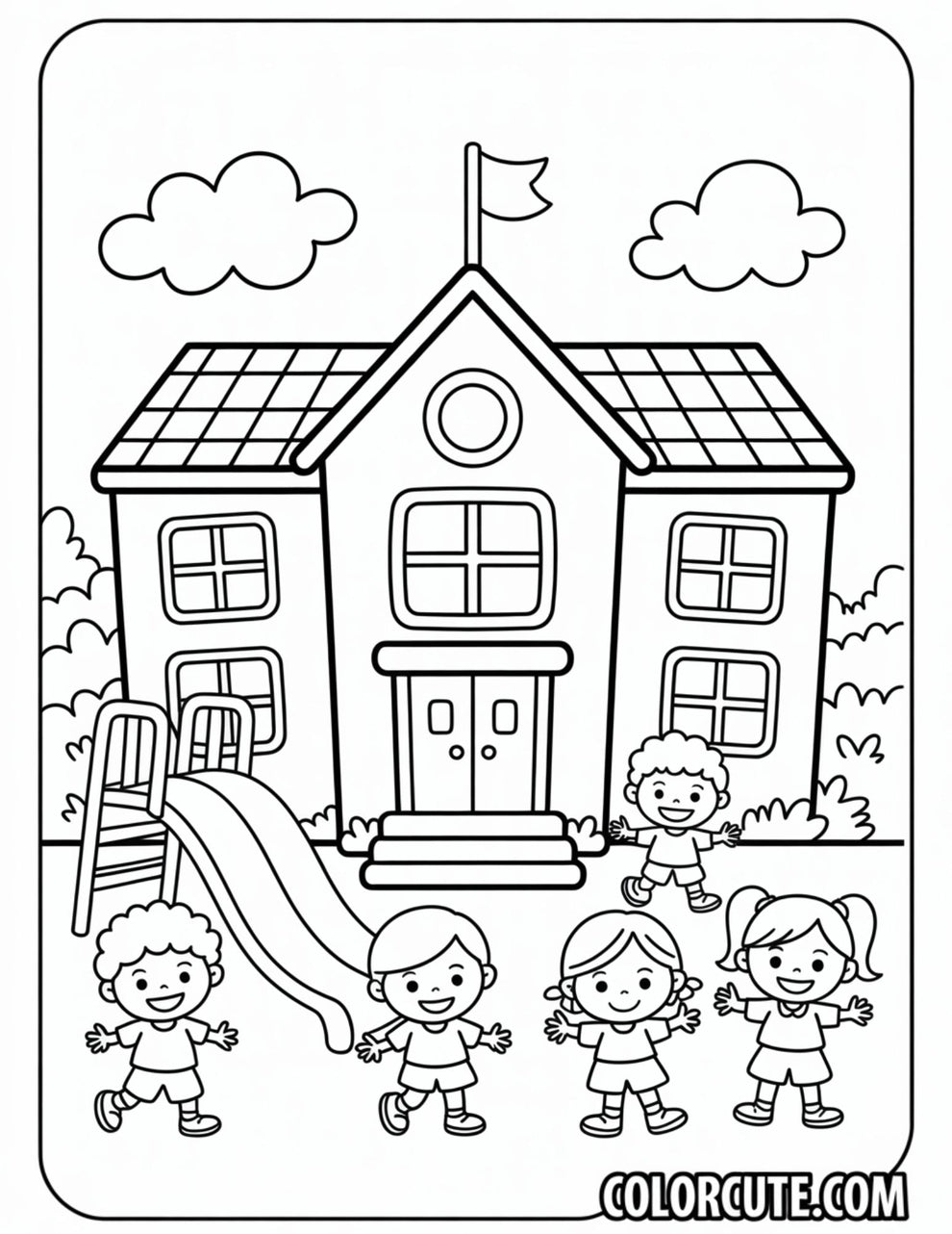 Preschool House Coloring Pages | Free PDF Printables – Color Cute ...