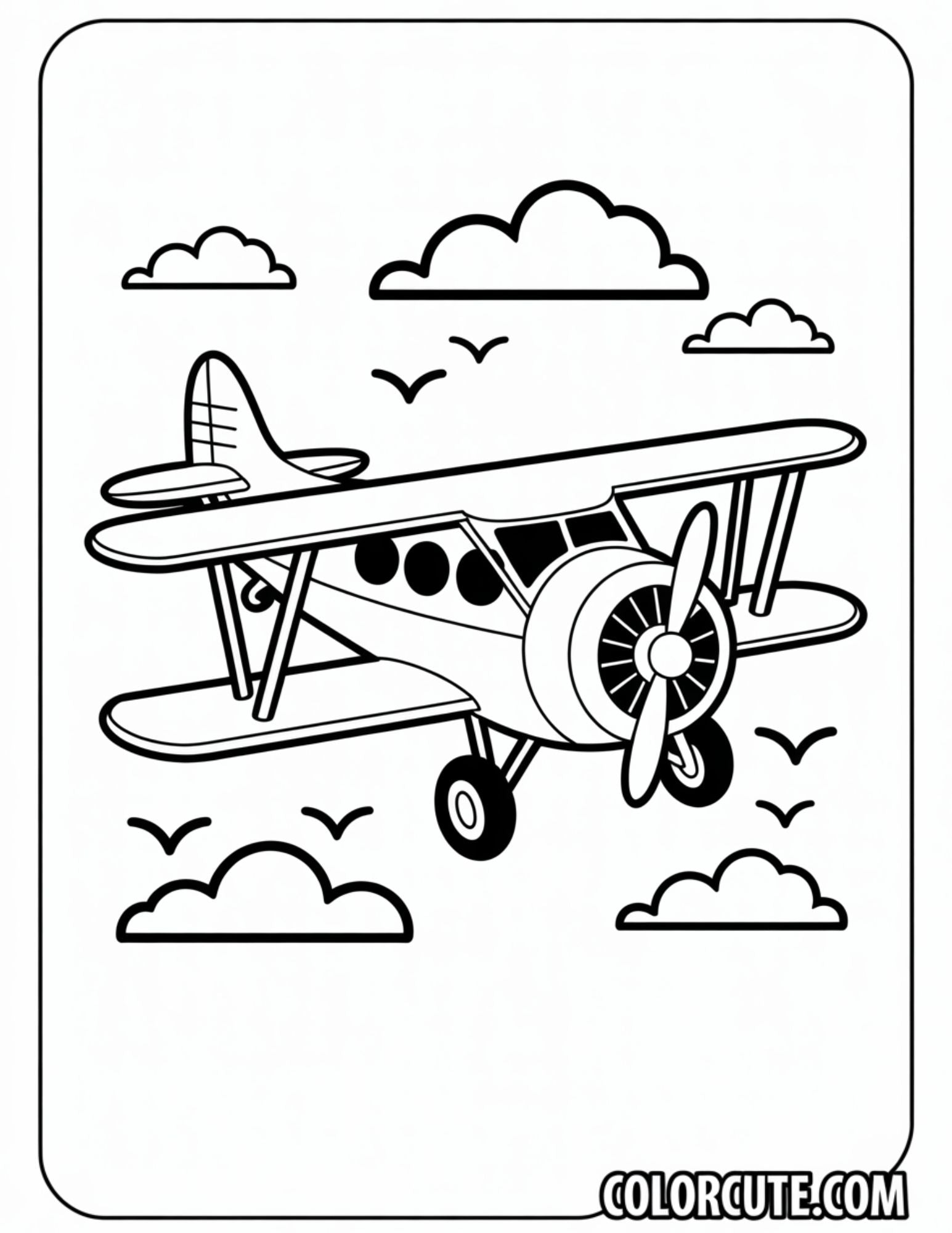 Biplane Airplane Coloring Pages | Free PDF Printables – Color Cute ...
