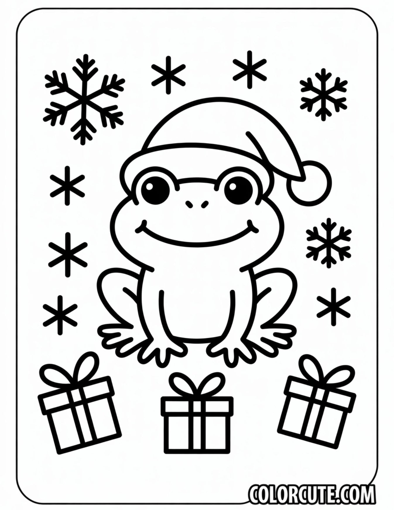 Christmas Frog Coloring Pages | Free PDF Printables – Color Cute - Free ...