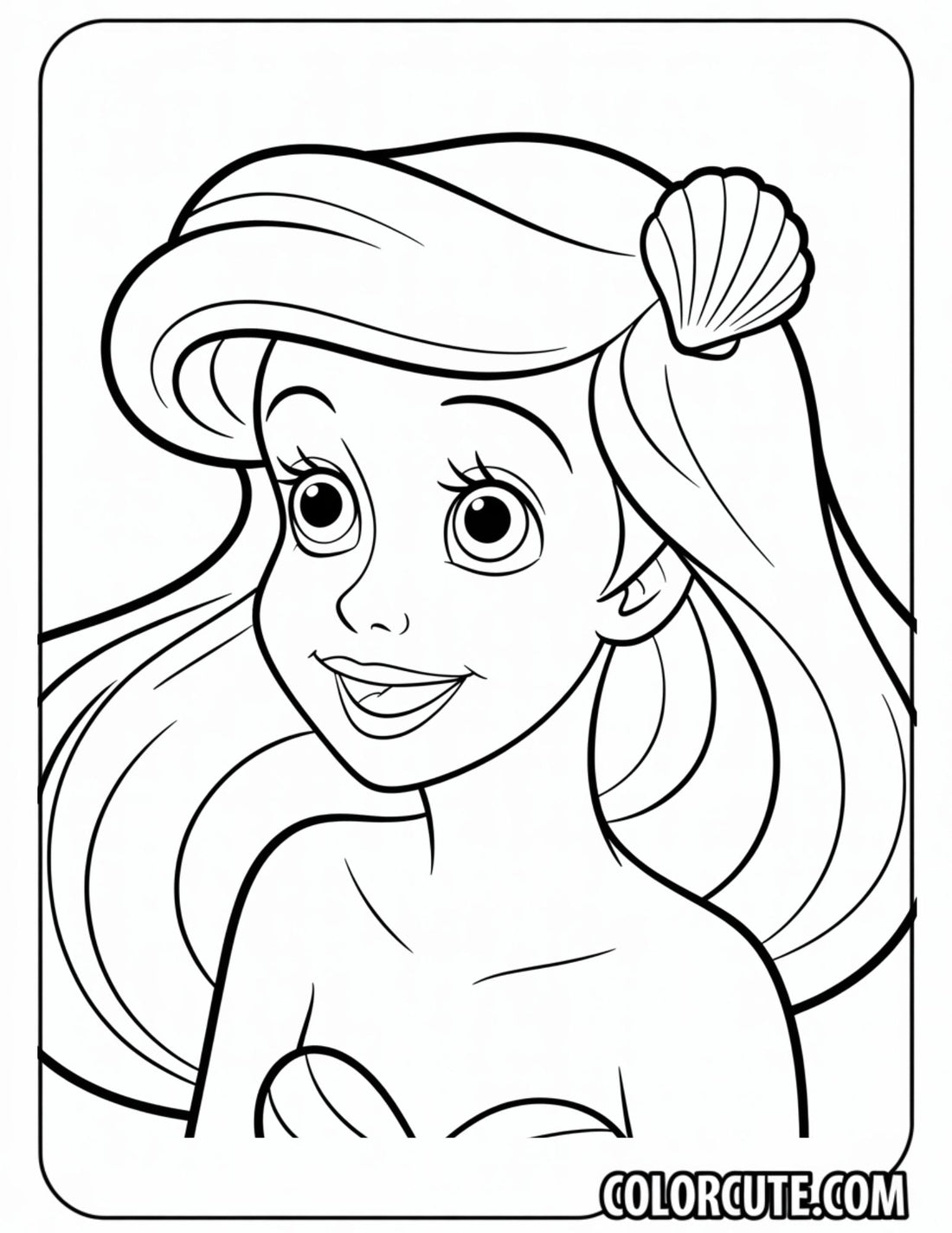 Face Ariel Coloring Pages | Free PDF Printables – Color Cute - Free ...