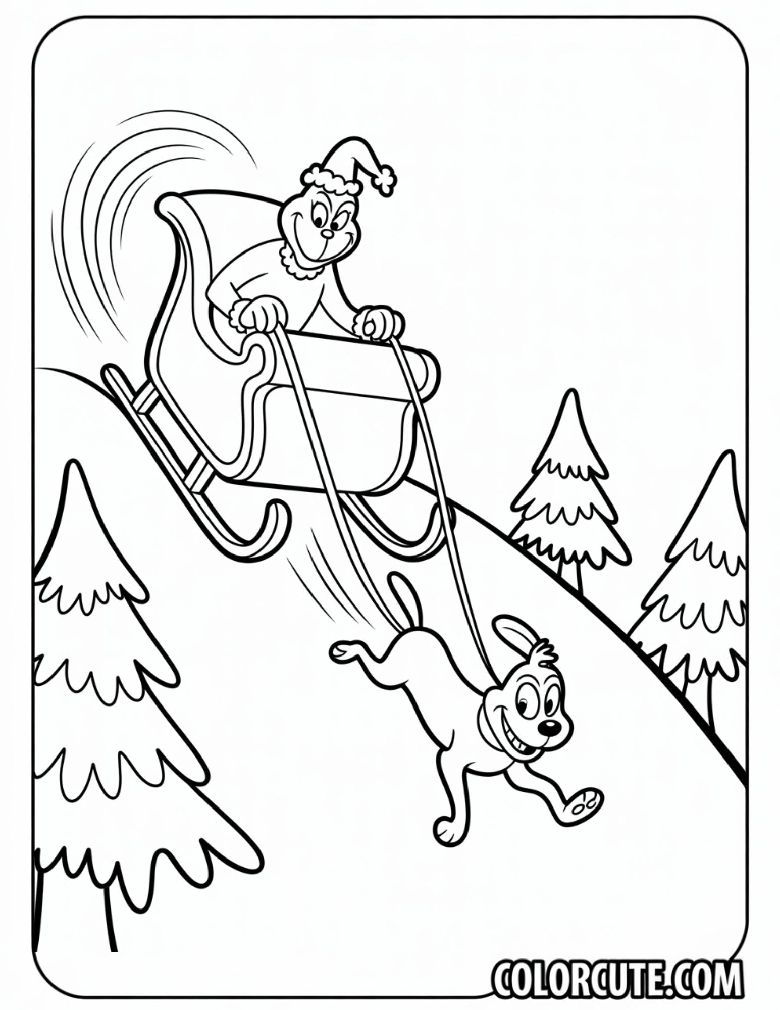 Grinch Sleigh Coloring Page | Free PDF Printables – Color Cute - Free ...